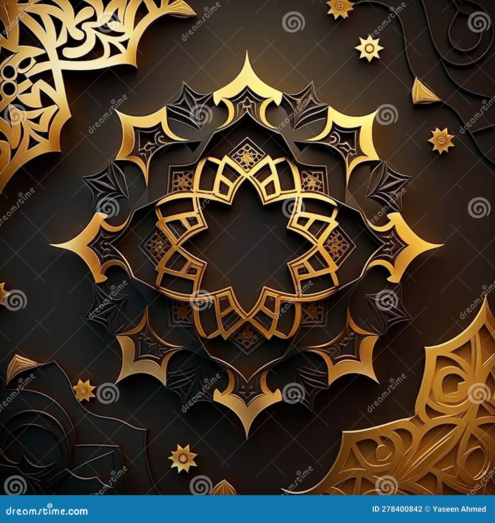 Golden Amadan Windows. Islamic Door Frames With Ornament. Arabic Mosque ...