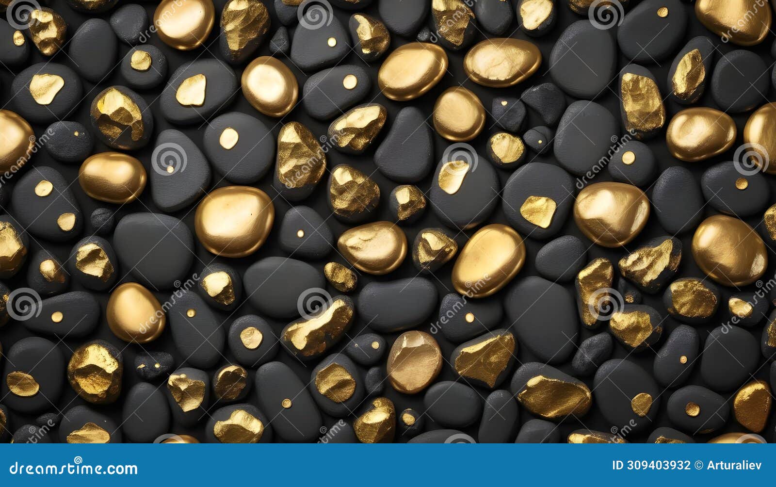Black and golden pebbles stock photo. Image of textured - 309403932