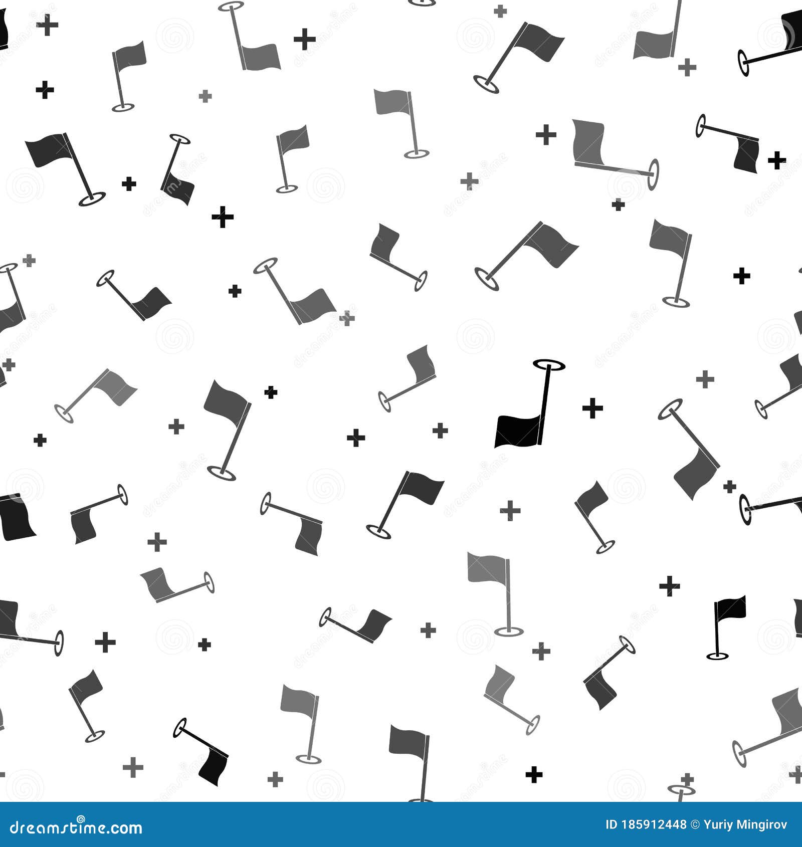 Black Golf Flag Icon Isolated Seamless Pattern on White Background ...