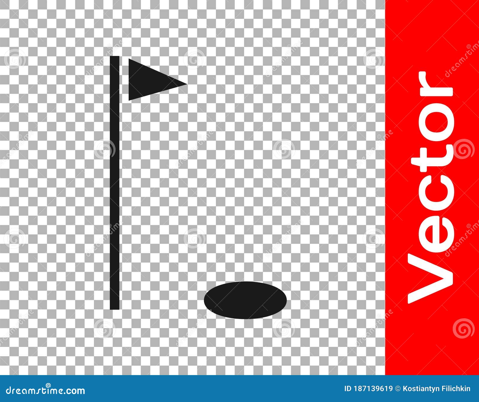 Black Golf Flag Icon Isolated on Transparent Background. Golf Equipment ...
