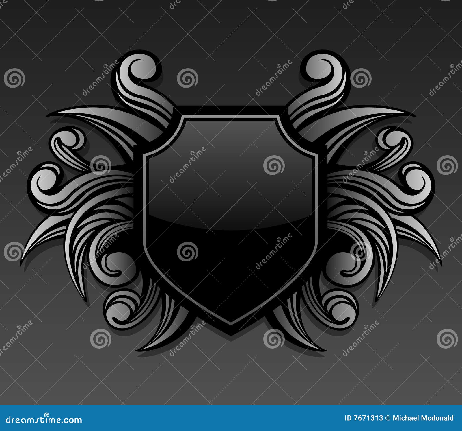 Black gothic shield emblem stock vector. Illustration of ornate - 7671313