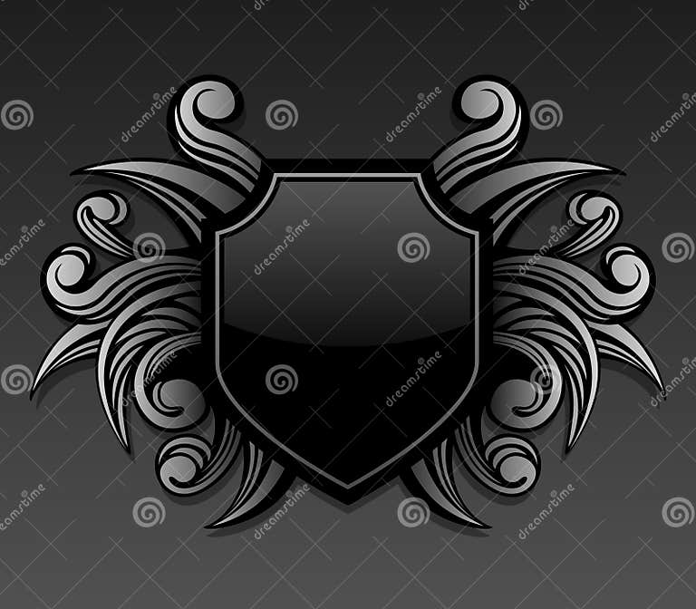 Black gothic shield emblem stock vector. Illustration of ornate - 7671313