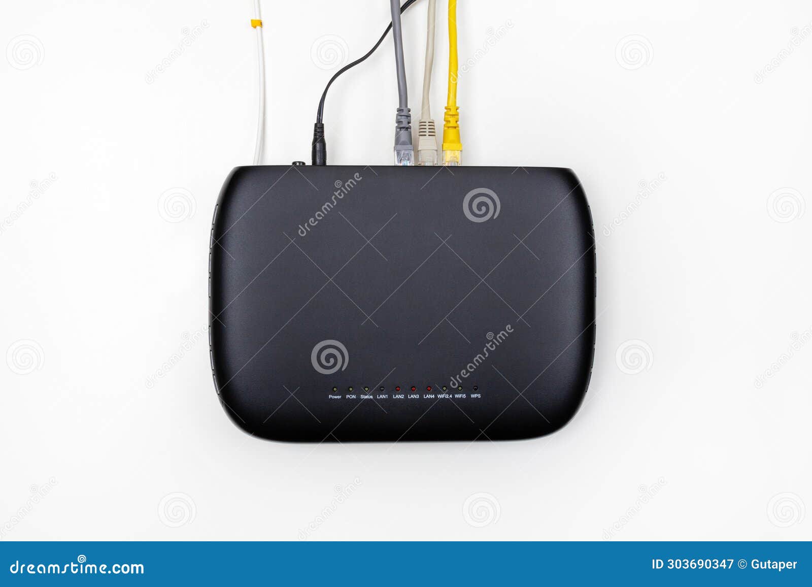 Black Gpon Subscriber Terminal with Connection To a Fiber Optic ...