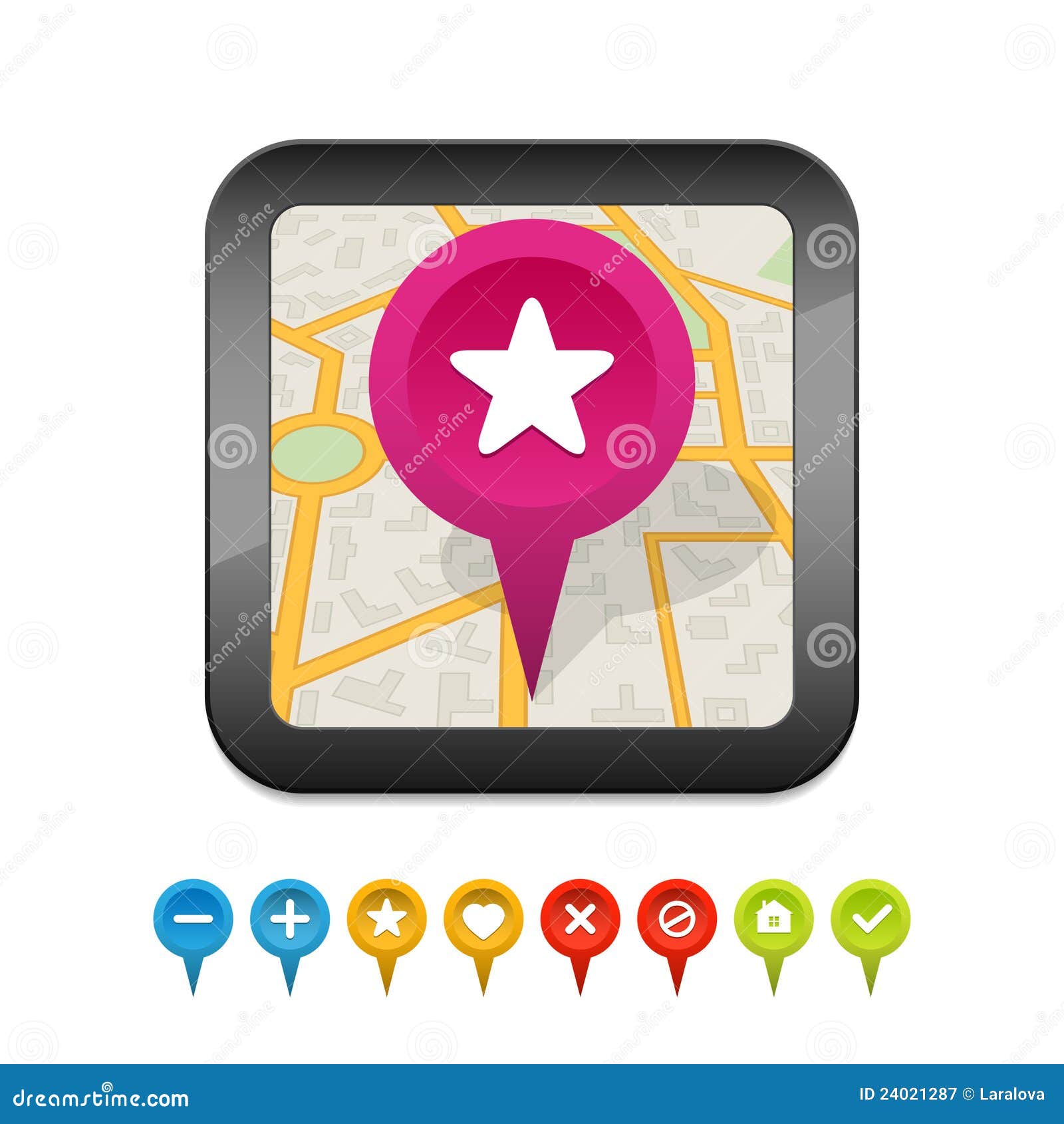 Black Gps Navigator Icon with Labels Stock Vector - Illustration of ...