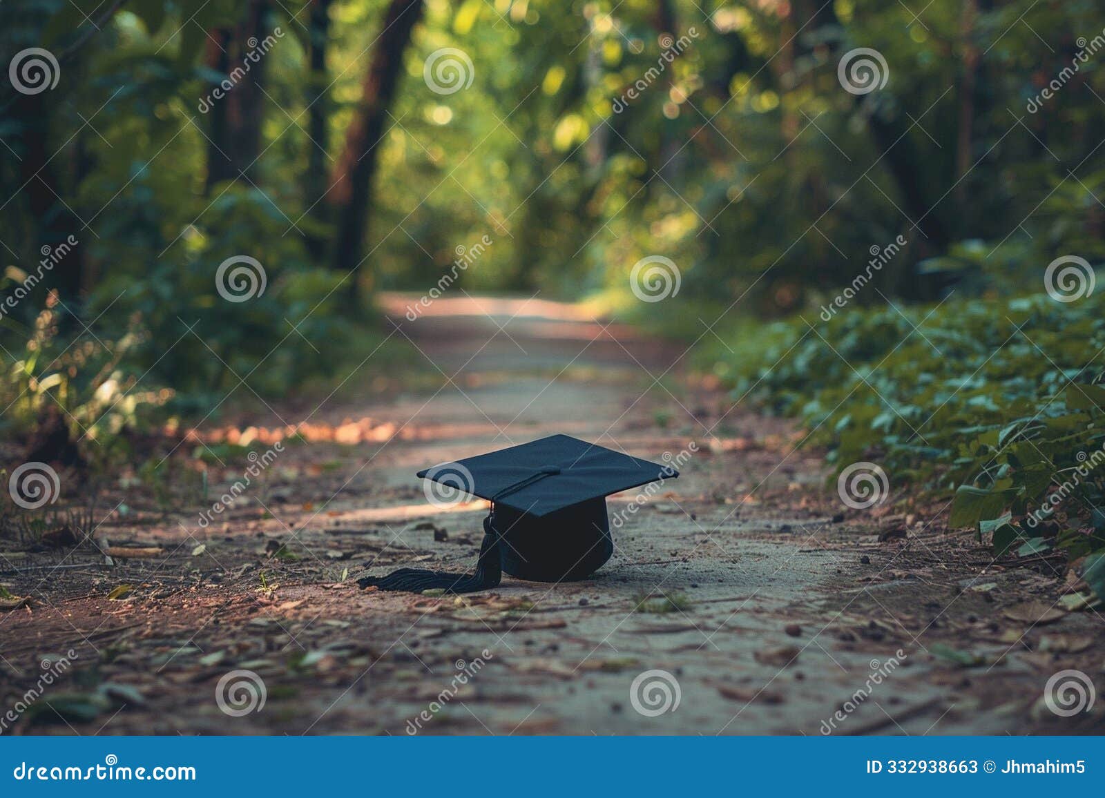 Graduation Cap on a Path in the Forest Stock Illustration ...
