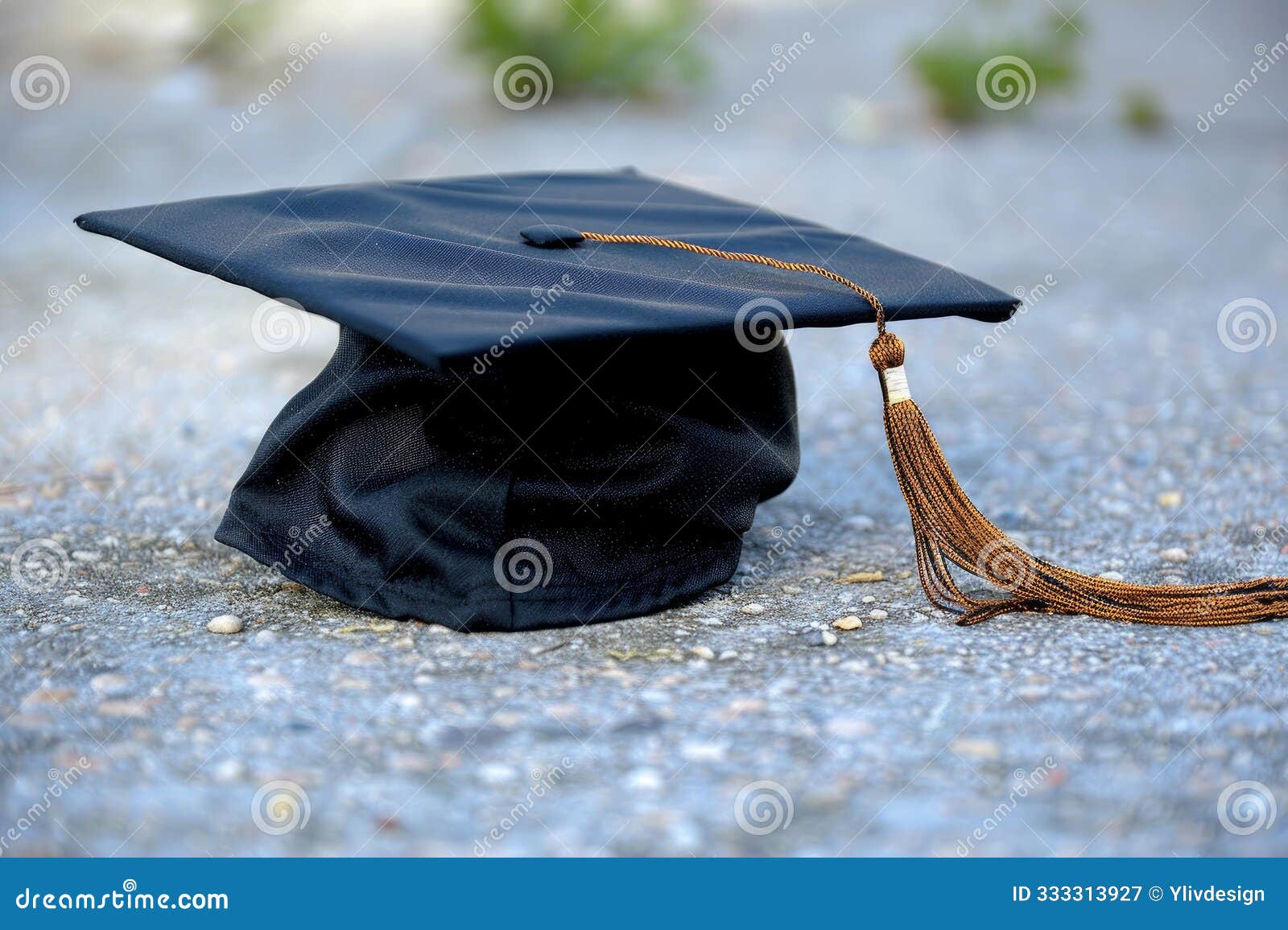 Black Graduation Cap Sitting on Pavement Symbolizing Achievement Stock ...