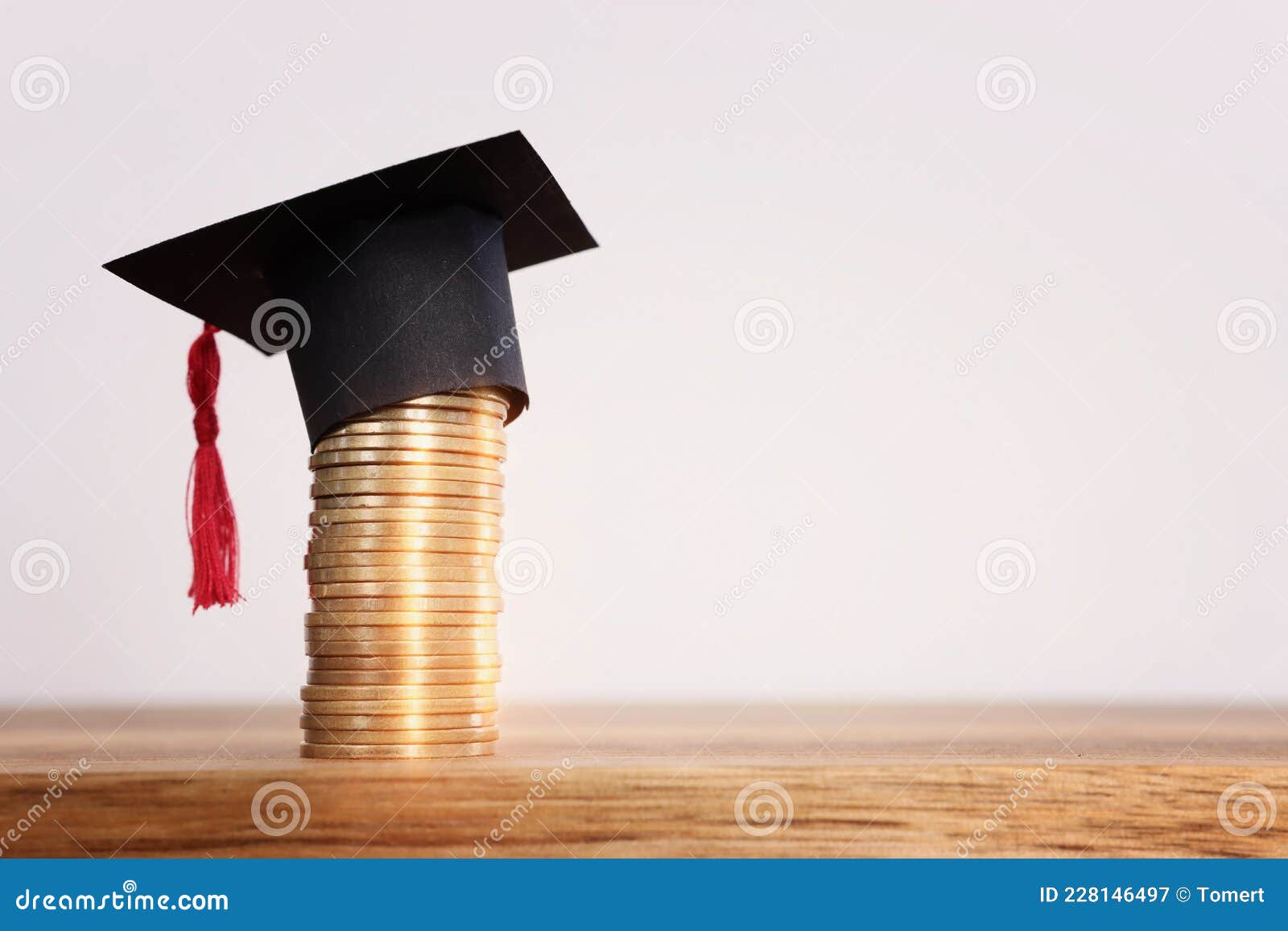Black Graduation Cap Over Stack of Coins Stock Image - Image of save ...