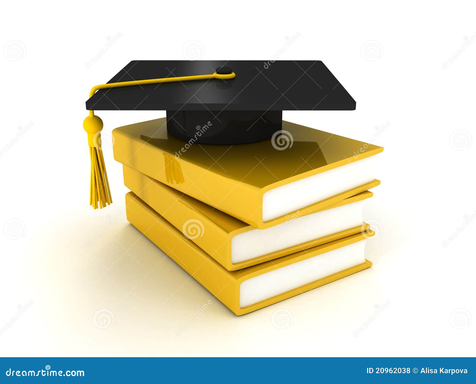 Black Graduation Cap on Pile of Books Over White Stock Illustration ...