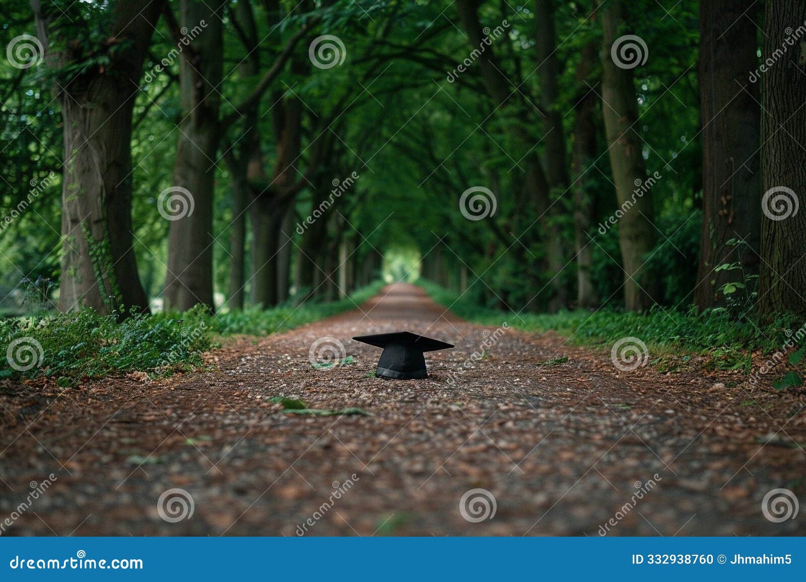 Graduation Cap on a Path through a Forest Stock Illustration ...