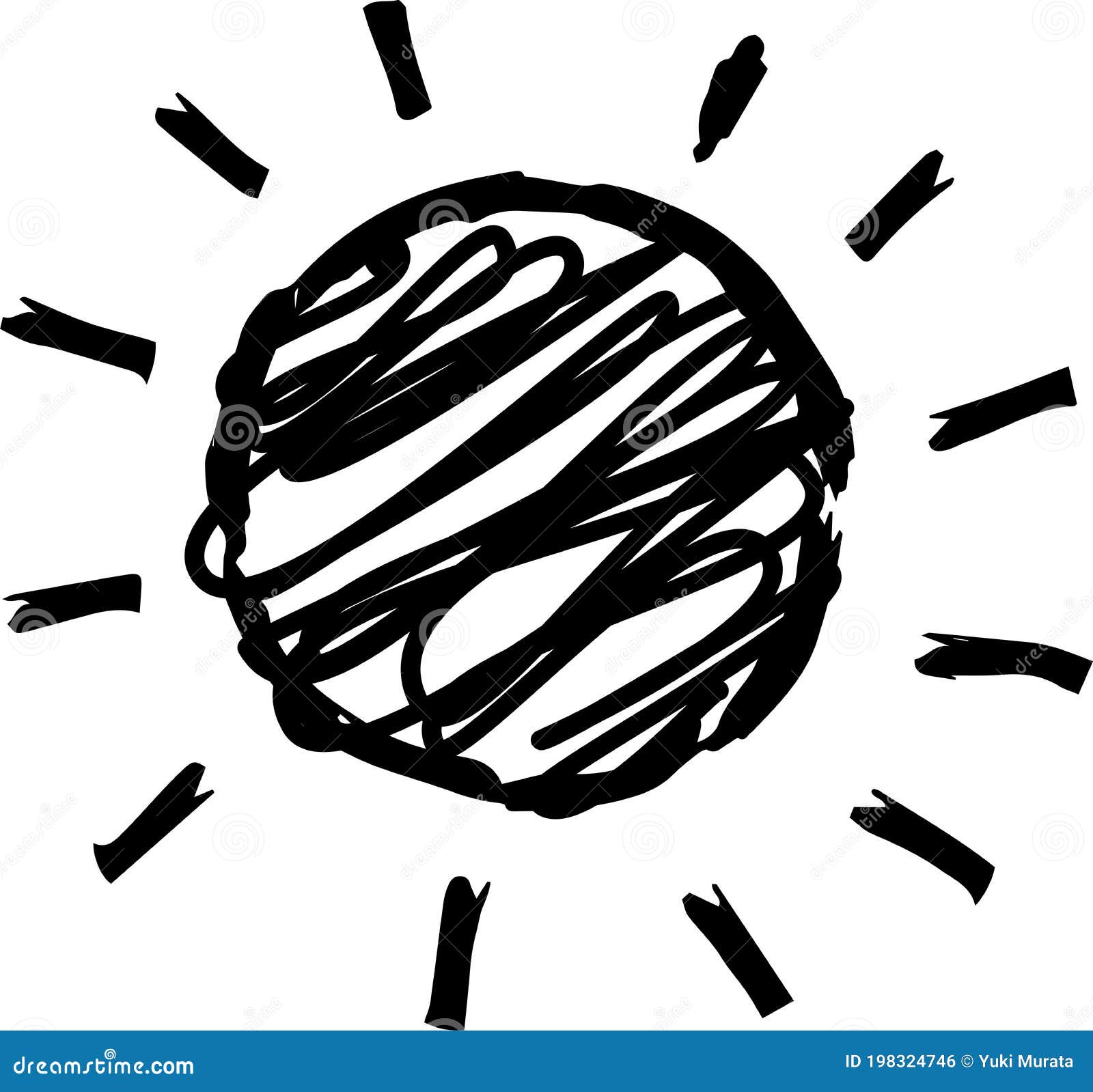 Black Graffiti style sun stock vector. Illustration of drawing - 198324746
