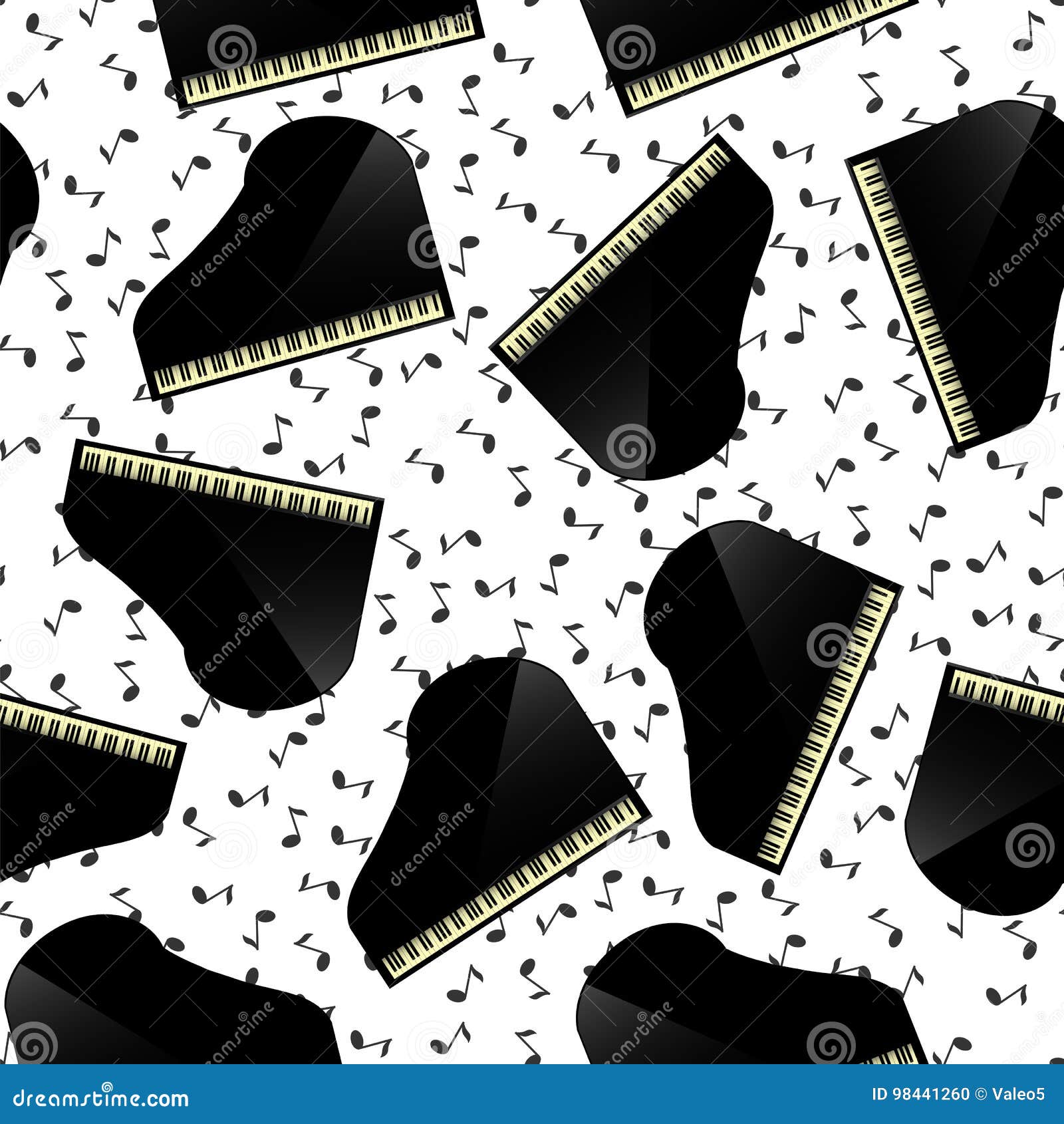 Black Grand Piano Seamless Pattern Stock Vector - Illustration of ...