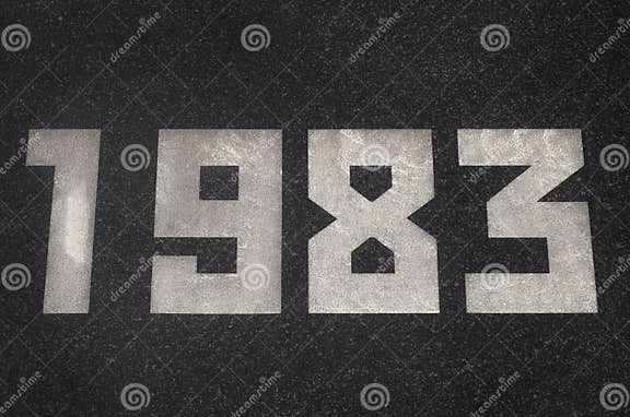Black Granite Slab with White Numbers 1983 on it Stock Image - Image of ...