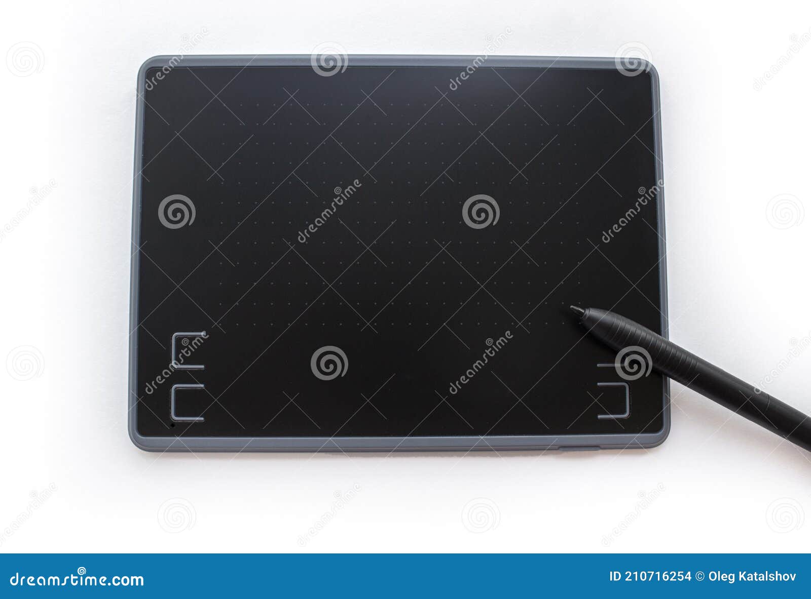 Black Graphic Design Tablet with Control Buttons on a White Background ...