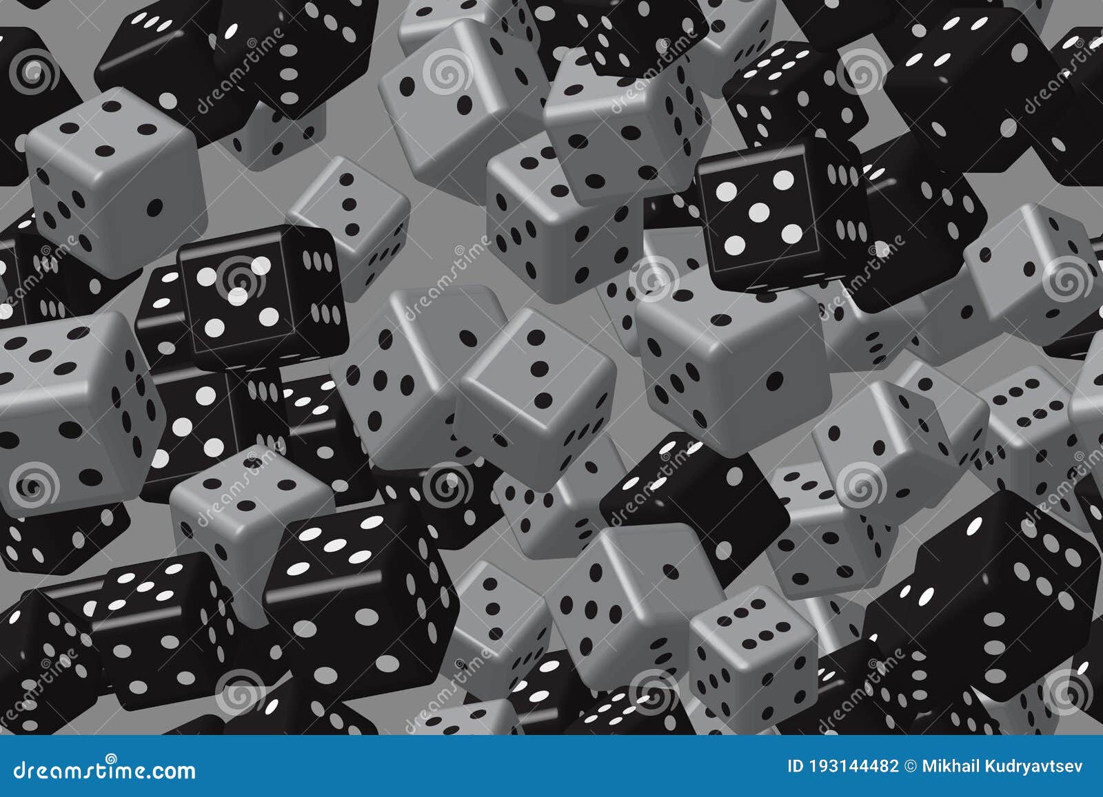 Black Gray Dice Seamless Pattern, 3D Illustration Stock Vector ...