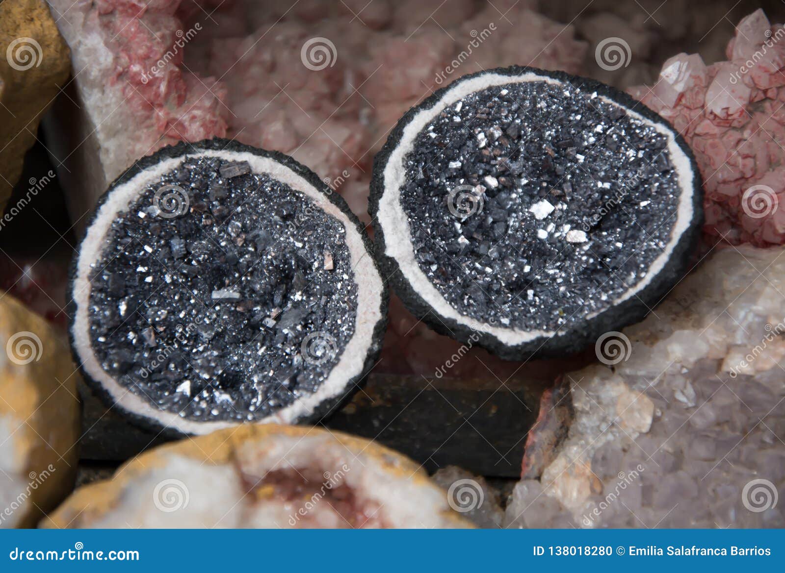 Black and Gray Geode Split in Half Stock Photo - Image of eruption ...