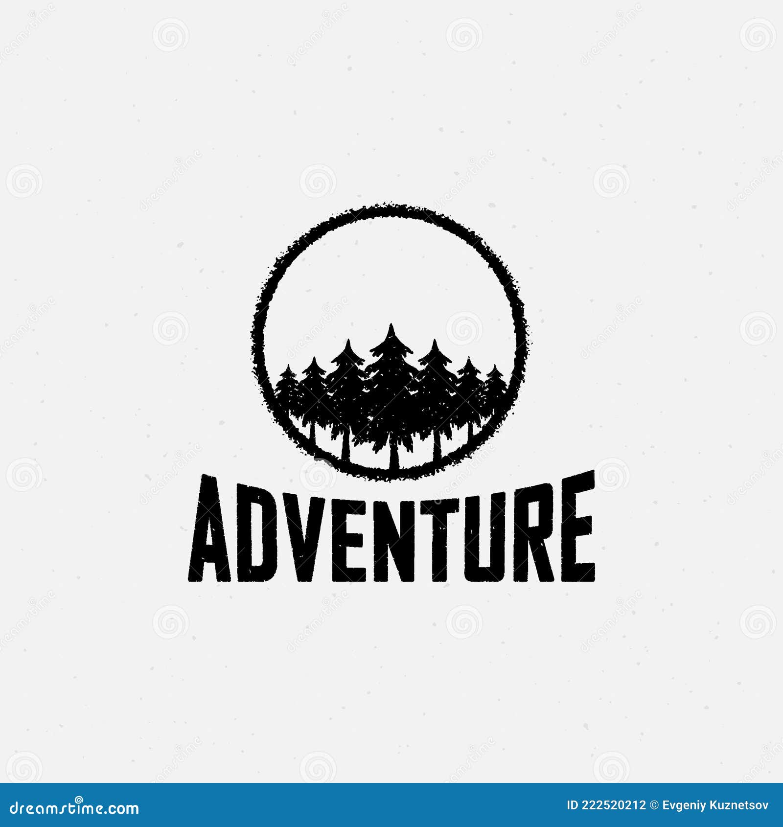 Black and Gray Illustration of a Forest, Circle and Text on a ...