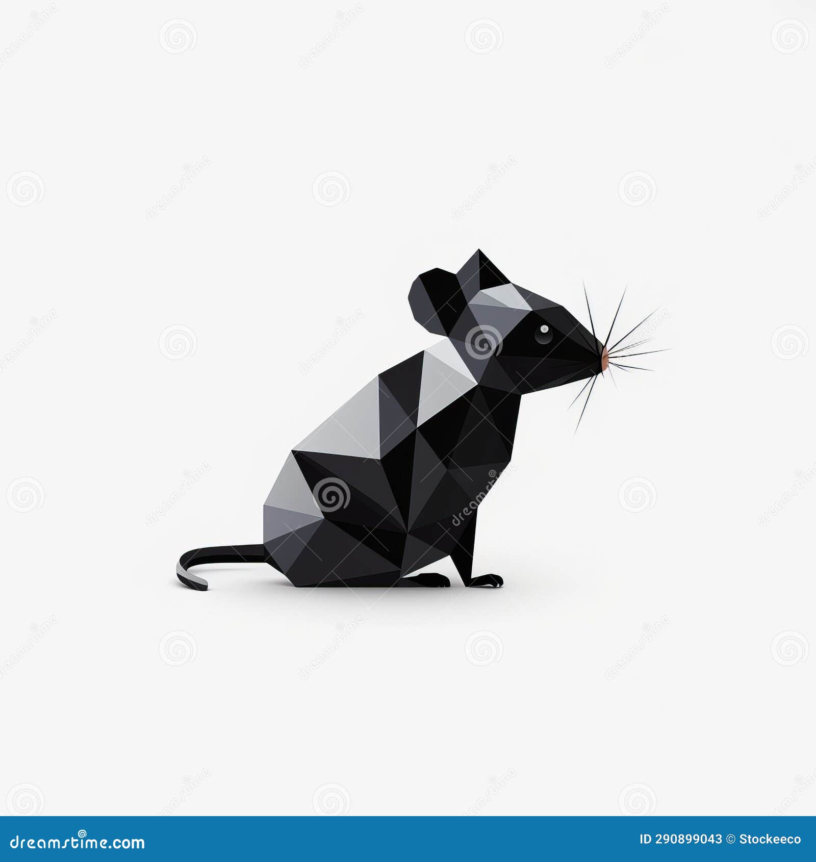 Black and Gray Low Poly Mouse Vector Character Design Stock ...