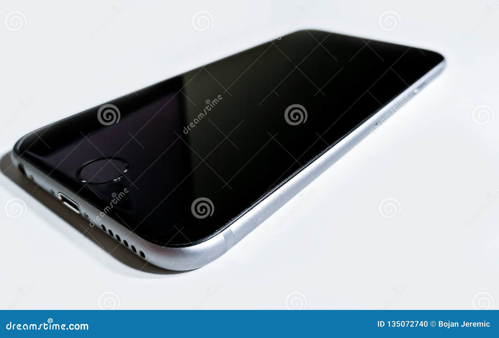 Black-gray Mobile Phone Laying Down Stock Photo - Image of frame, black ...