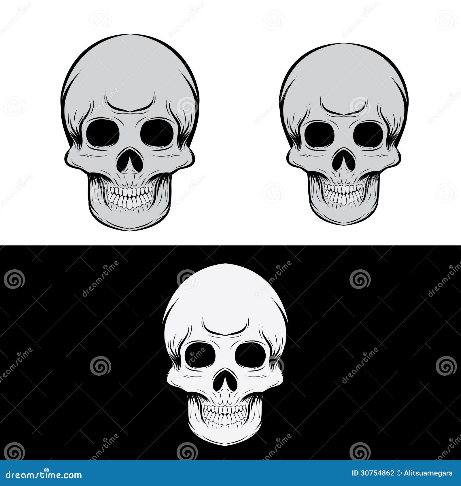 Black and Gray Skull stock vector. Illustration of design - 30754862