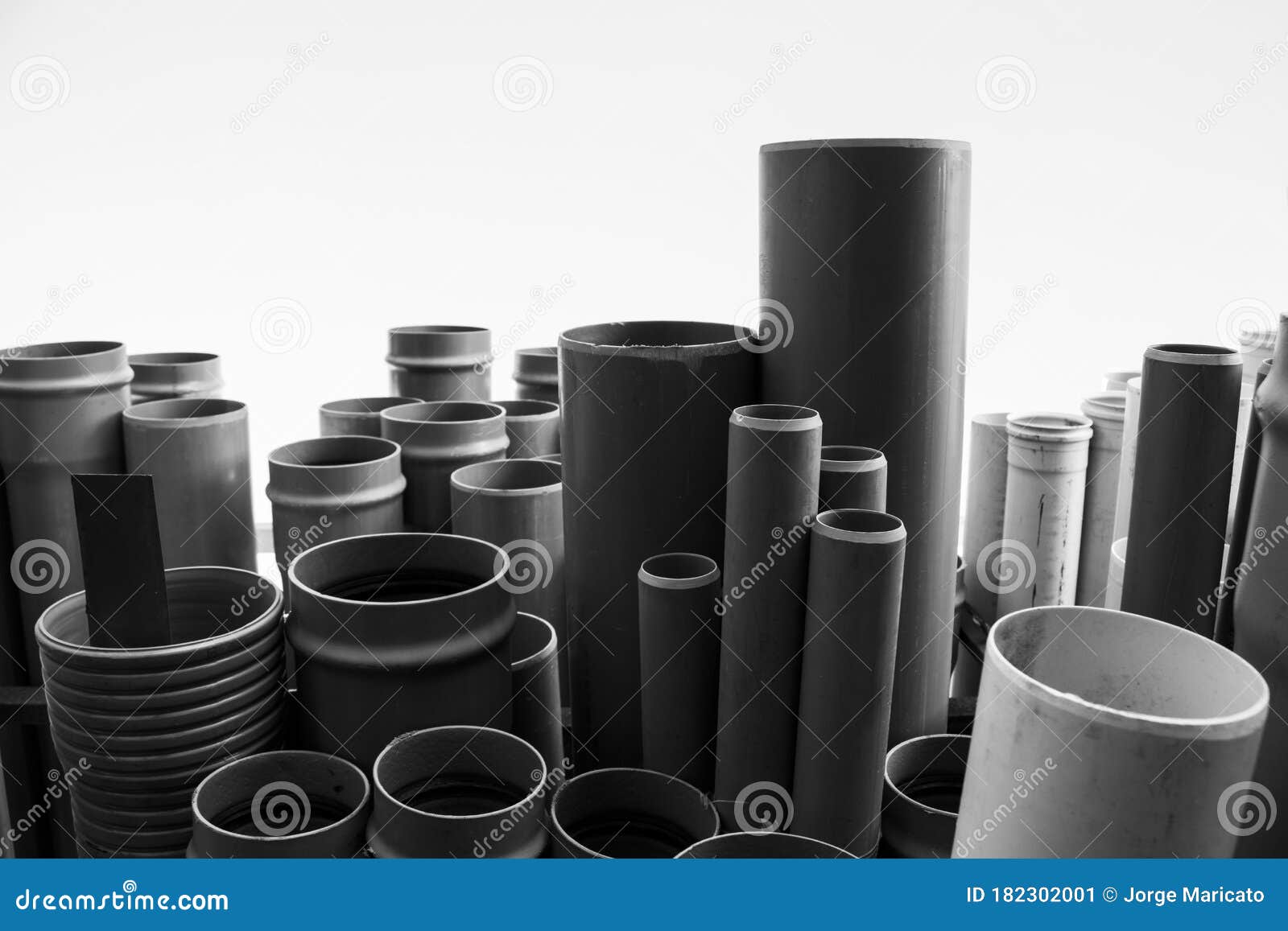 Black, Gray and White Pipes with Different Heights and Sizes [Black and ...