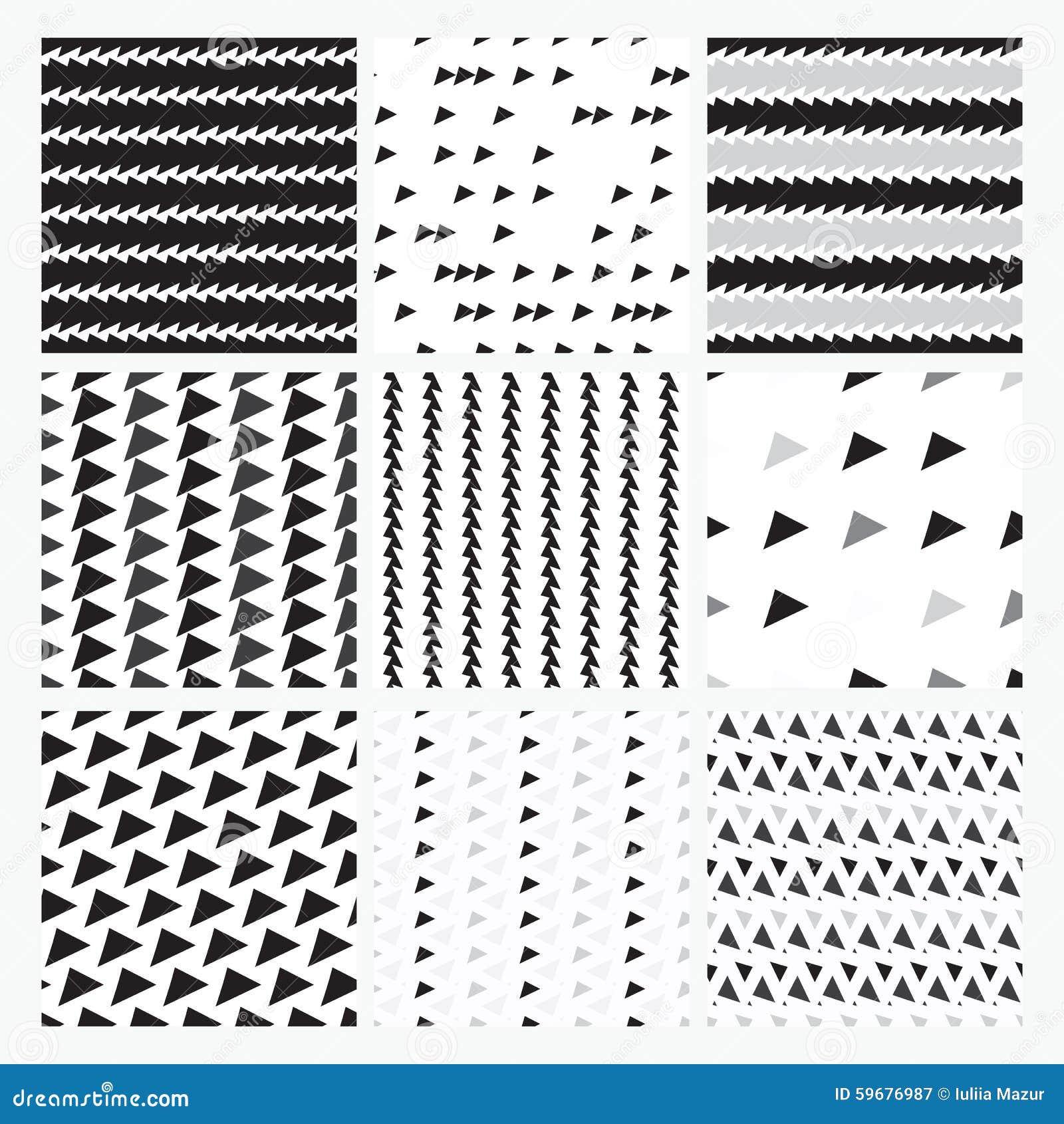 Black, Gray, White Simple Seamless Pattern Set, Stock Vector ...