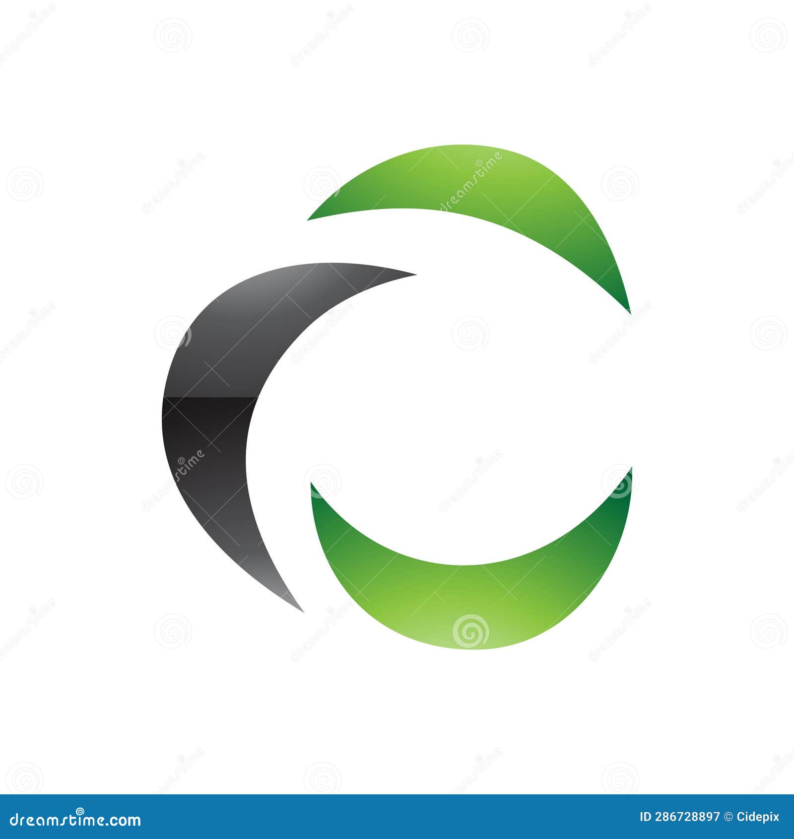 Black and Green Glossy Crescent Shaped Letter C Icon Stock Vector ...