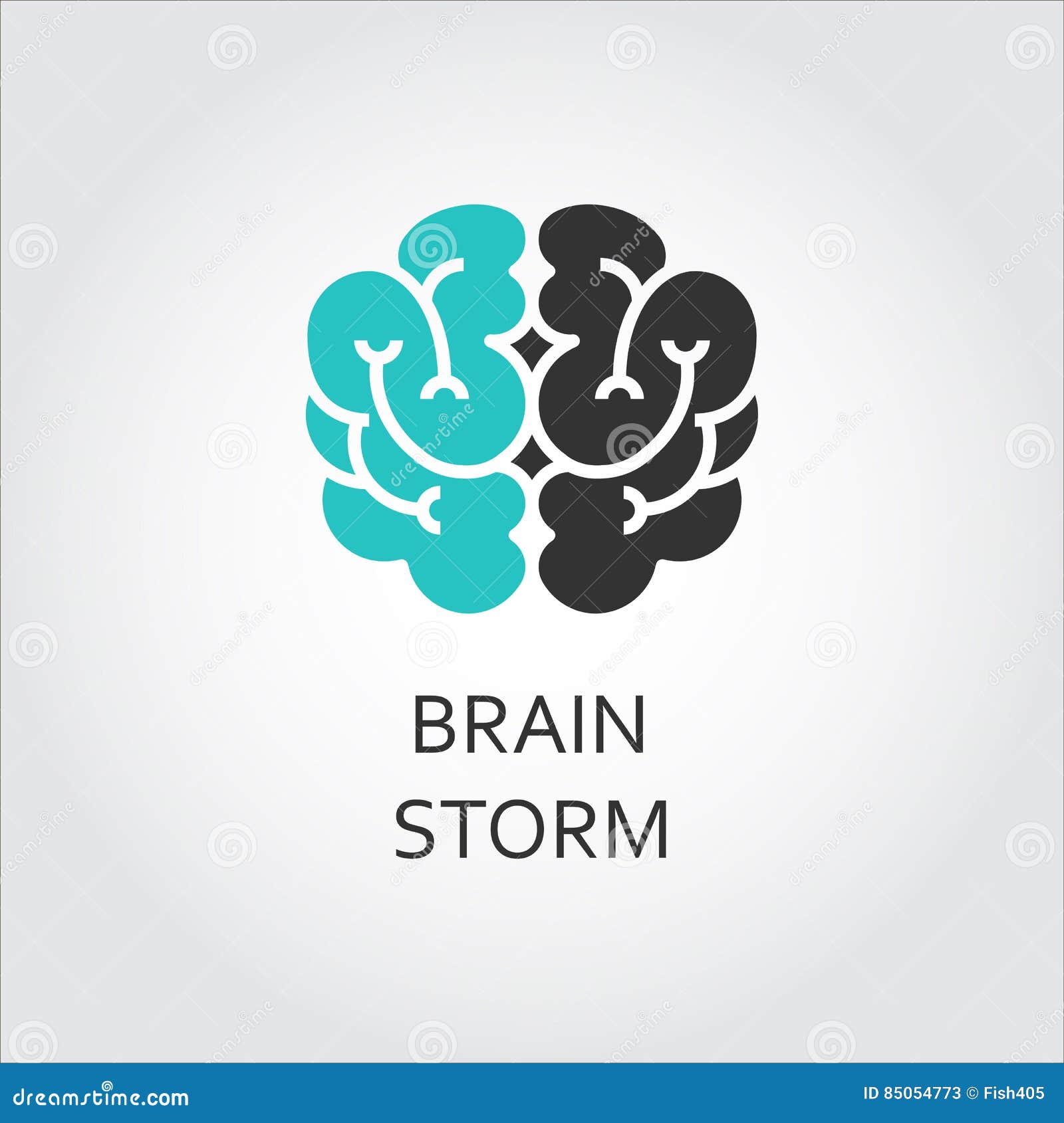 Black and Green Icon of Brain, Brainstorm Concept Stock Vector ...