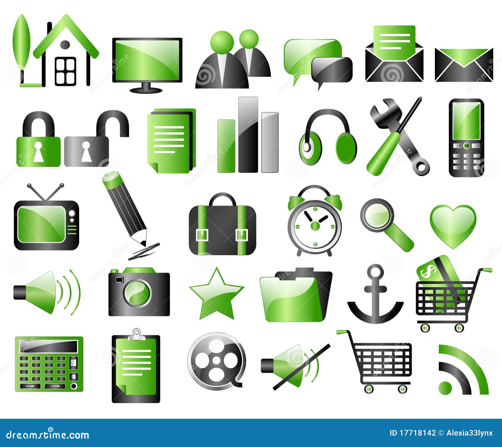 Go Green Icons Tree Cartoon Vector | CartoonDealer.com #26082909