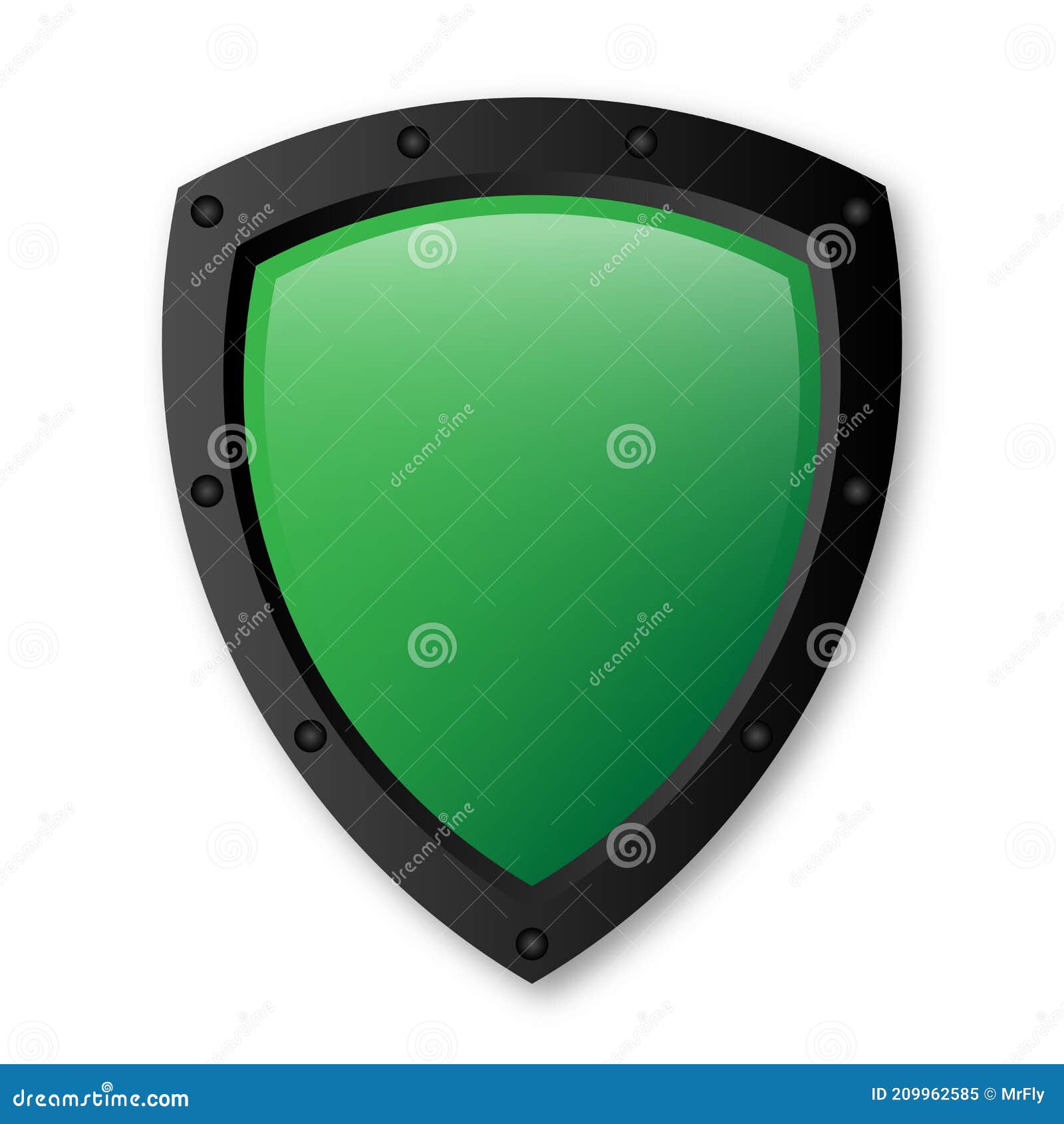 Black and Green Metal Protection Shield, Vector Illustration Stock ...