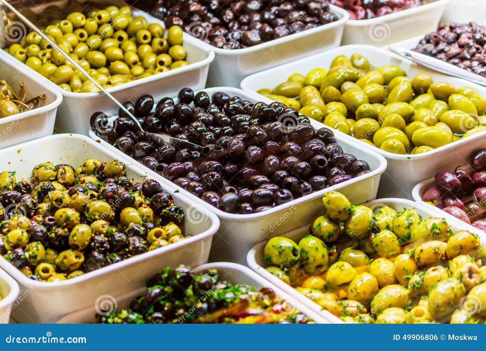 Black and Green Olives on Display Stock Photo - Image of food ...