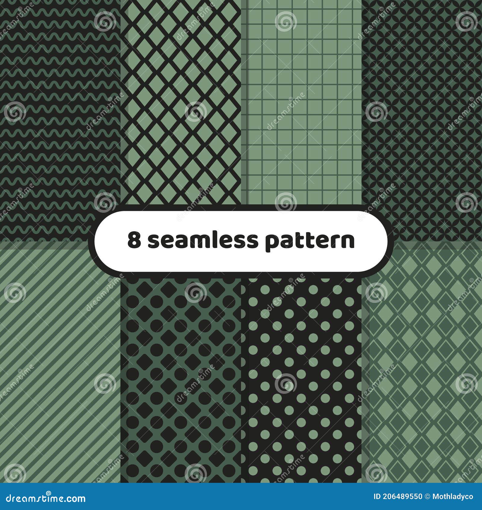 Black and Green Pattern Set, Geometric Abstract Patterns Stock Photo ...