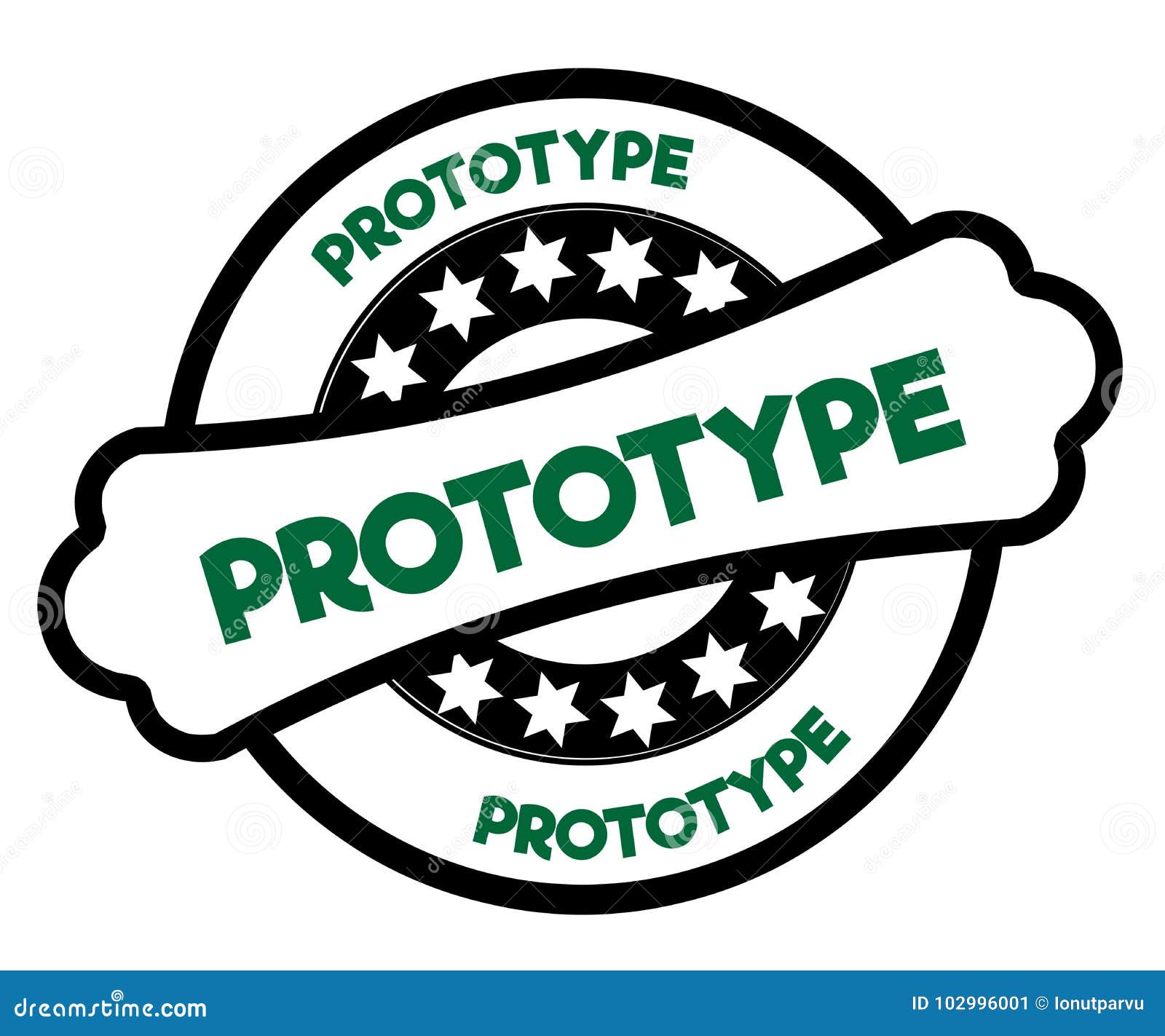 Black and Green PROTOTYPE Stamp. Stock Illustration - Illustration of ...