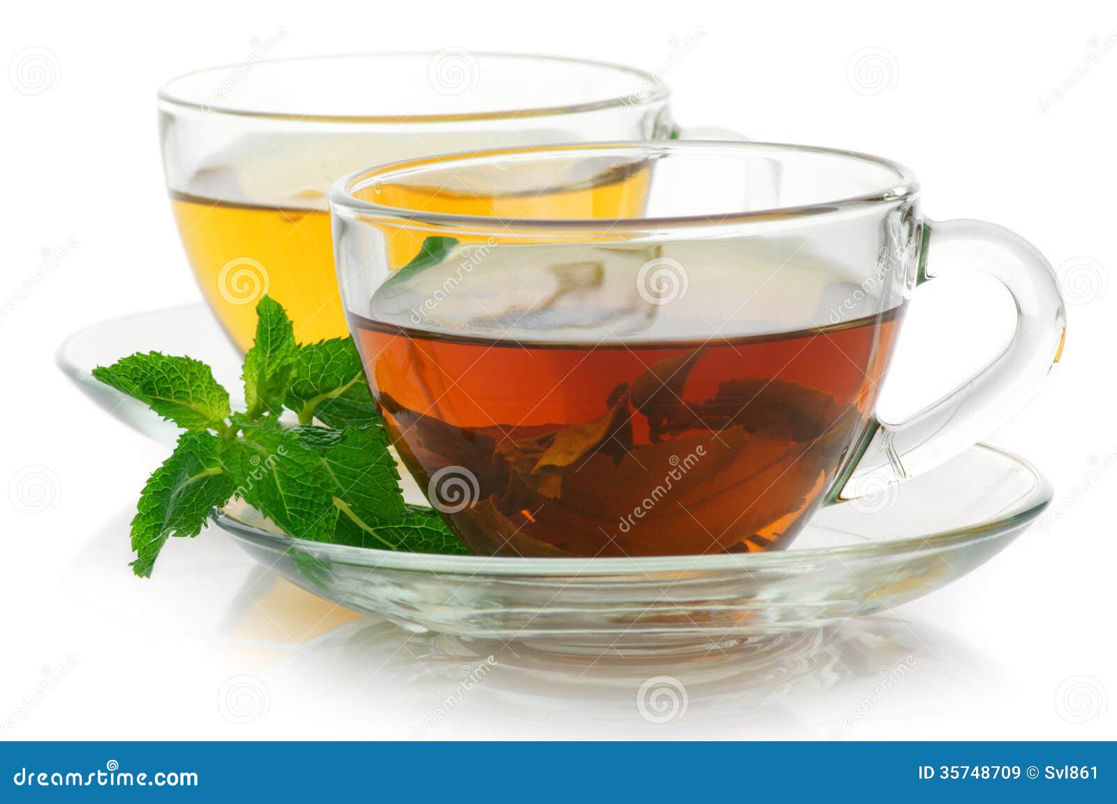 Black and green tea stock image. Image of saucer, herb - 35748709