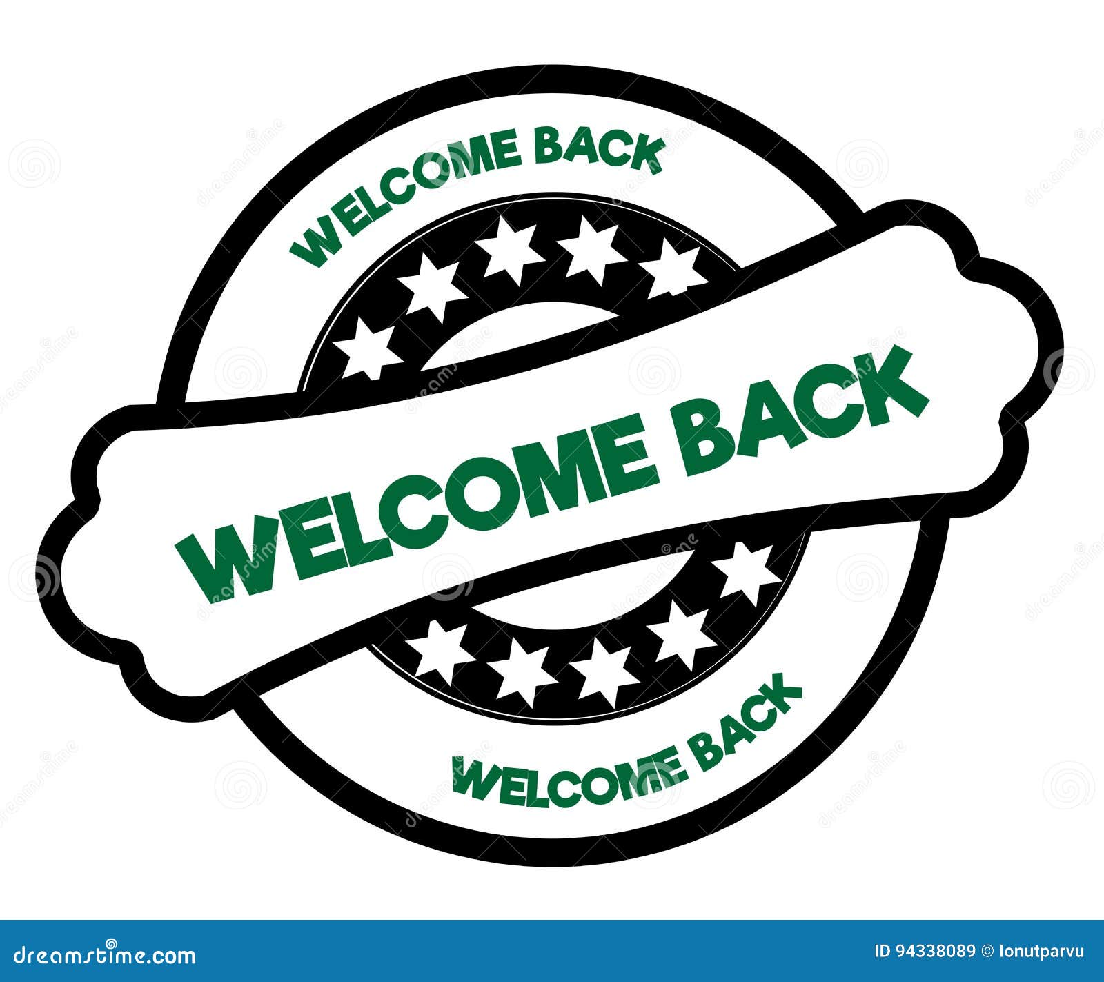 Black and Green WELCOME BACK Stamp. Stock Illustration - Illustration ...
