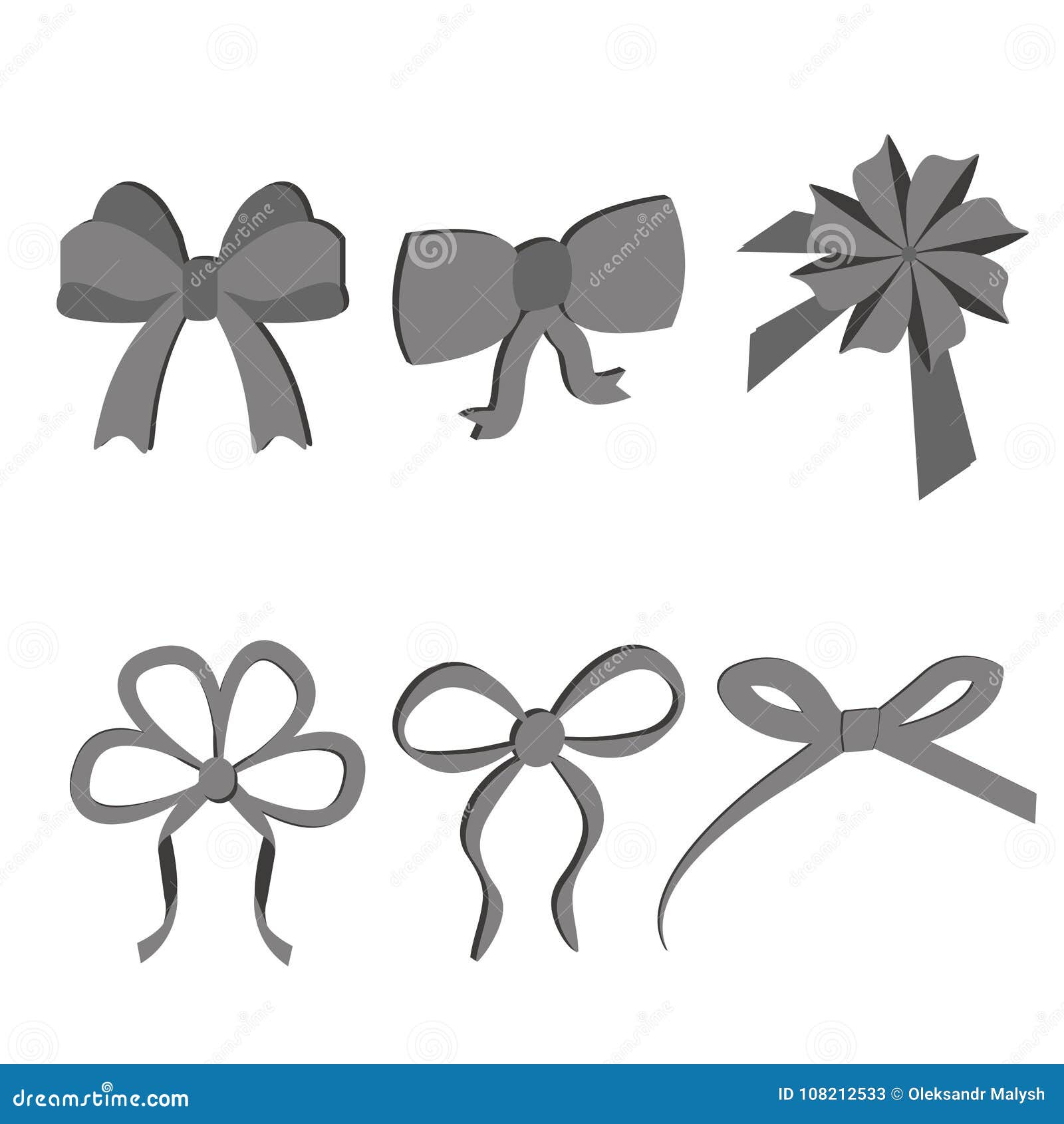 Black grey bows stock vector. Illustration of satin - 108212533