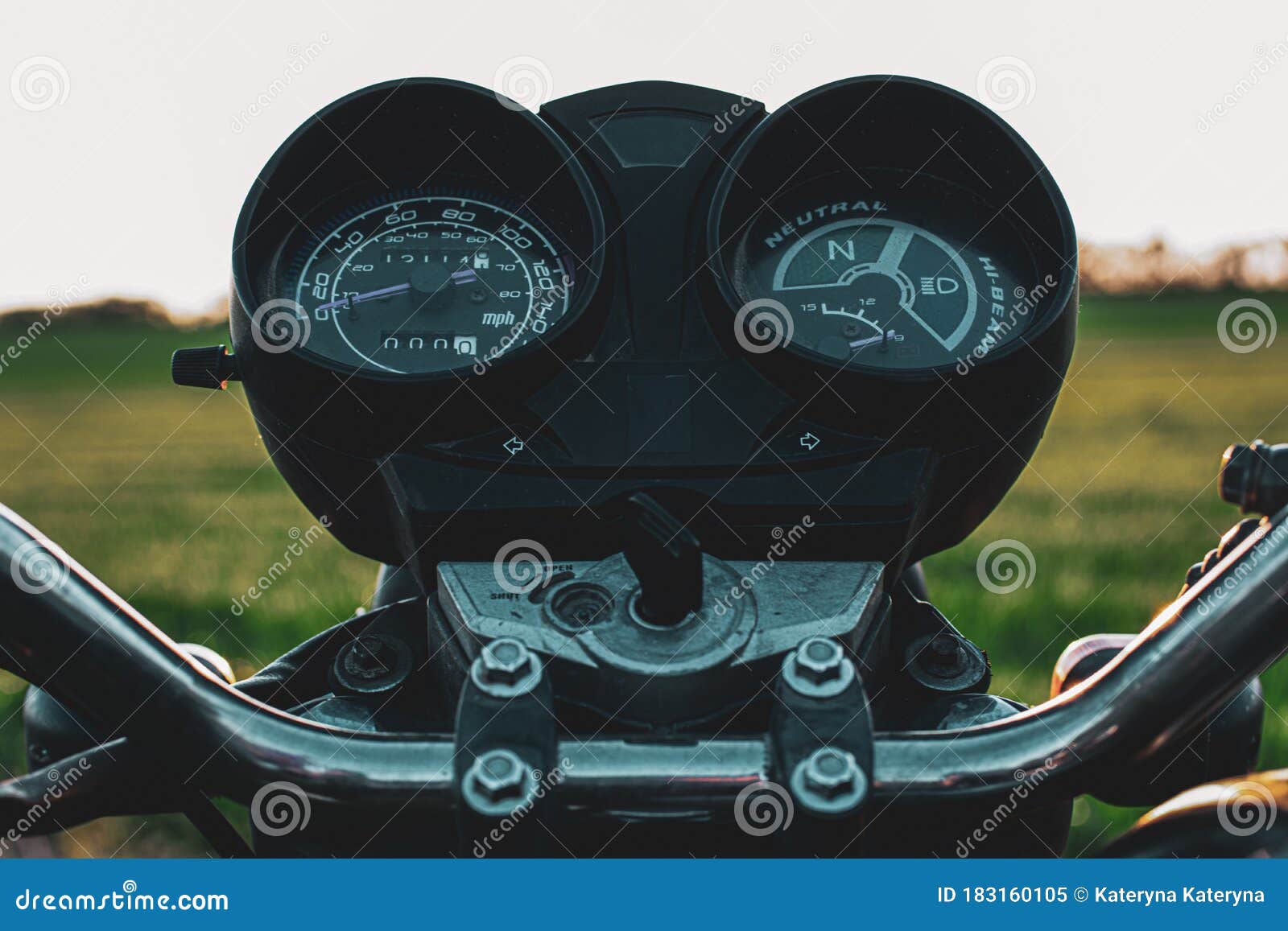 Black Control Panel and Standard Motorcycle Speedometer Photographed ...