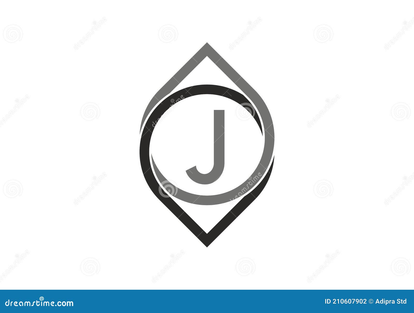 Black Grey of J Initial Letter in Frame Stock Vector - Illustration of ...