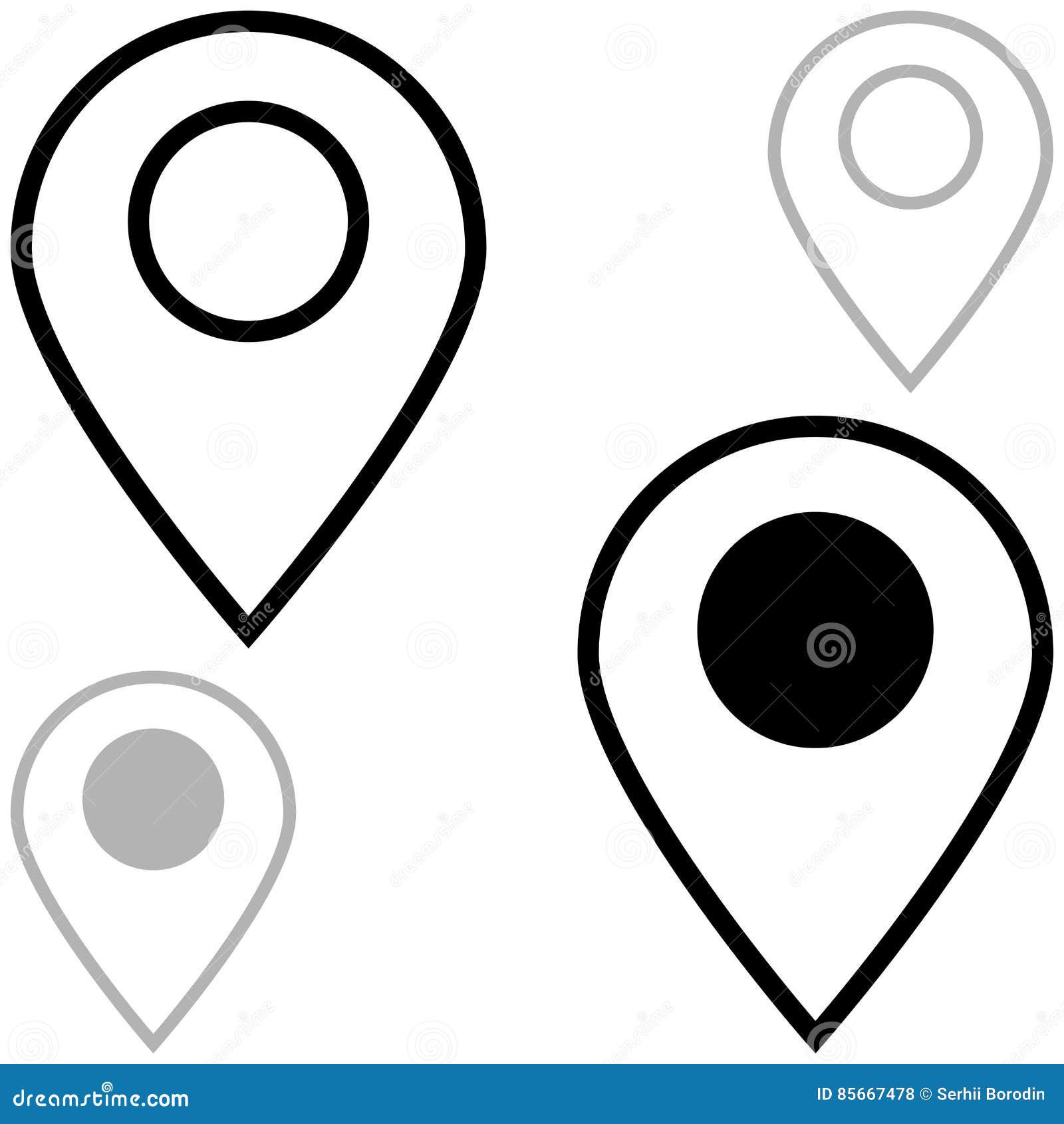 Black and Grey Location - Icons. Stock Vector - Illustration of ...