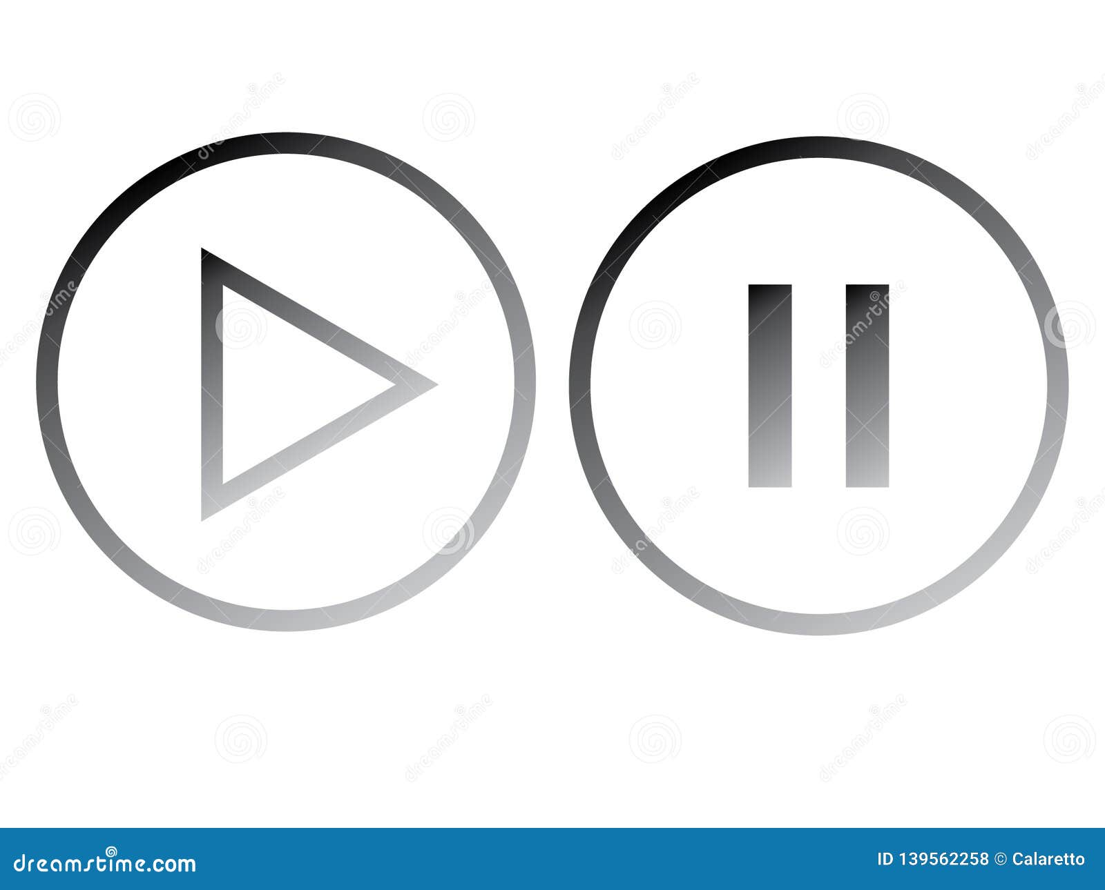 Black Grey Play Pause Button Icon Vector Stock Vector - Illustration of ...
