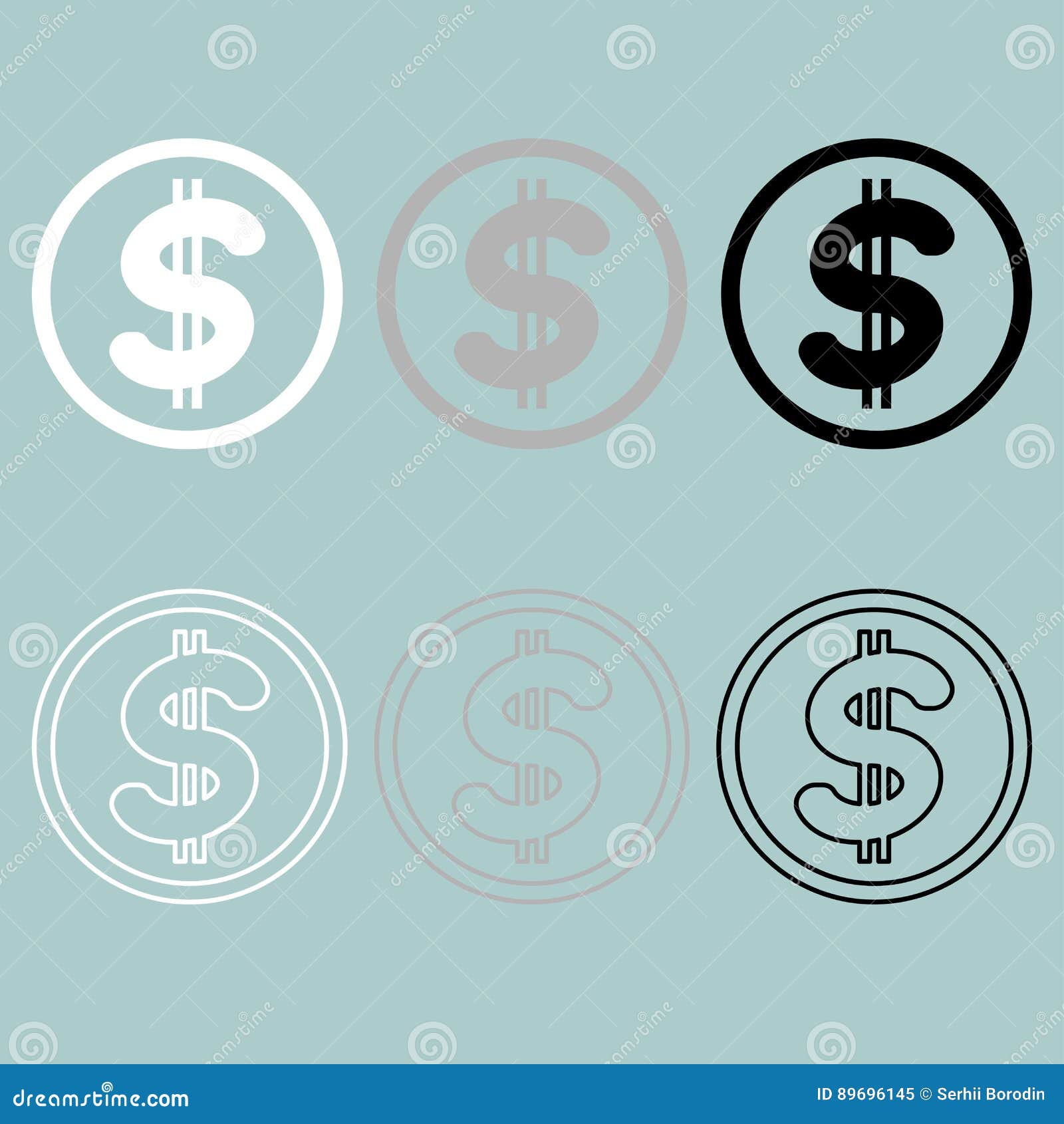Black Grey White Simbol Dollar Icon. Stock Vector - Illustration of ...