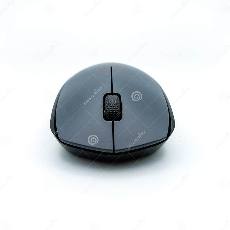 Black and Grey Wireless Computer Mouse Isolated on White Background ...