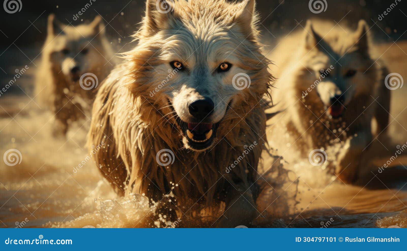 Black and Grey Wolves Running on Camera Stock Image - Image of timber ...