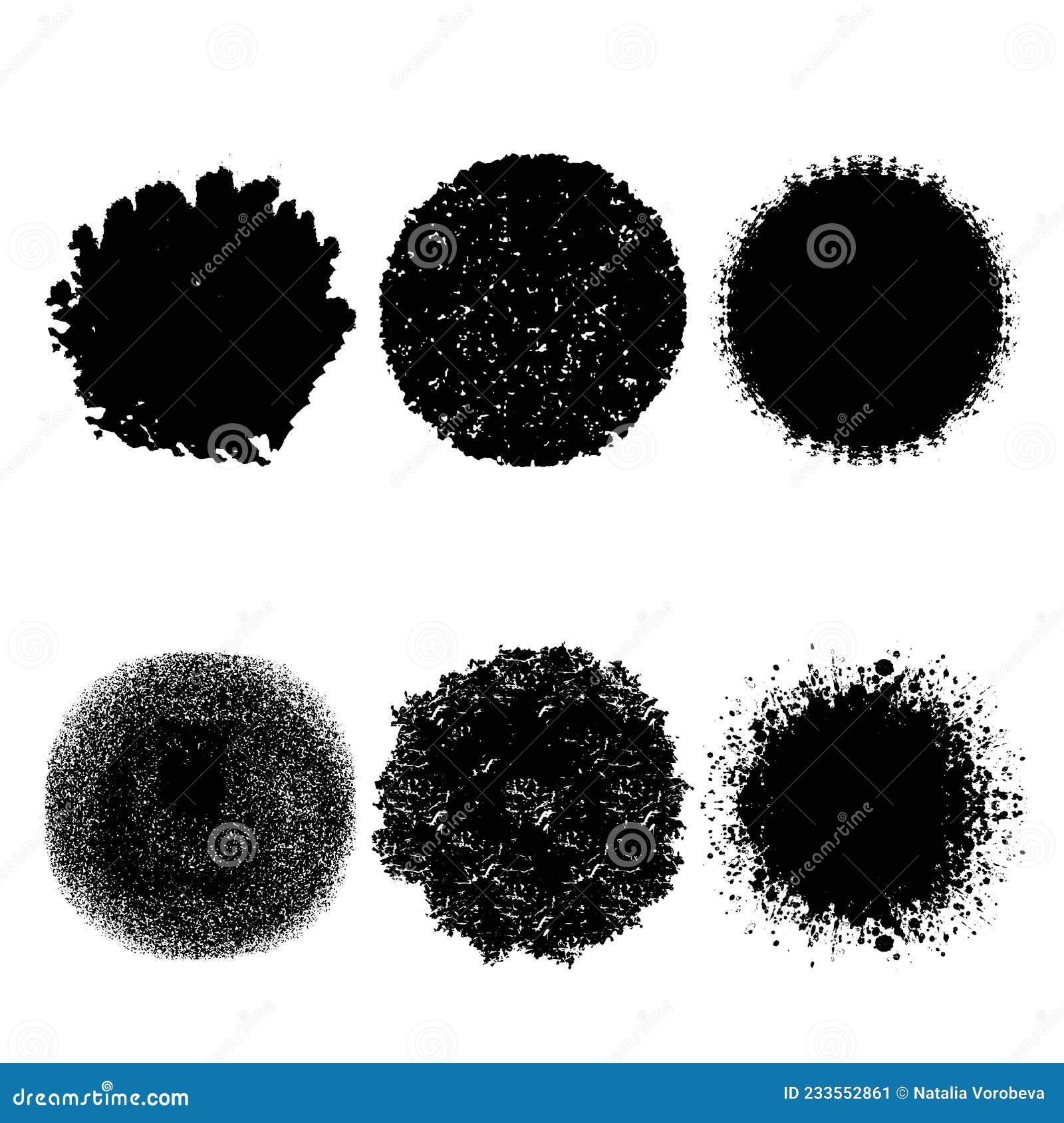 Black Grunge Circles, Labels, Badges Set. Vector Distress Textures ...