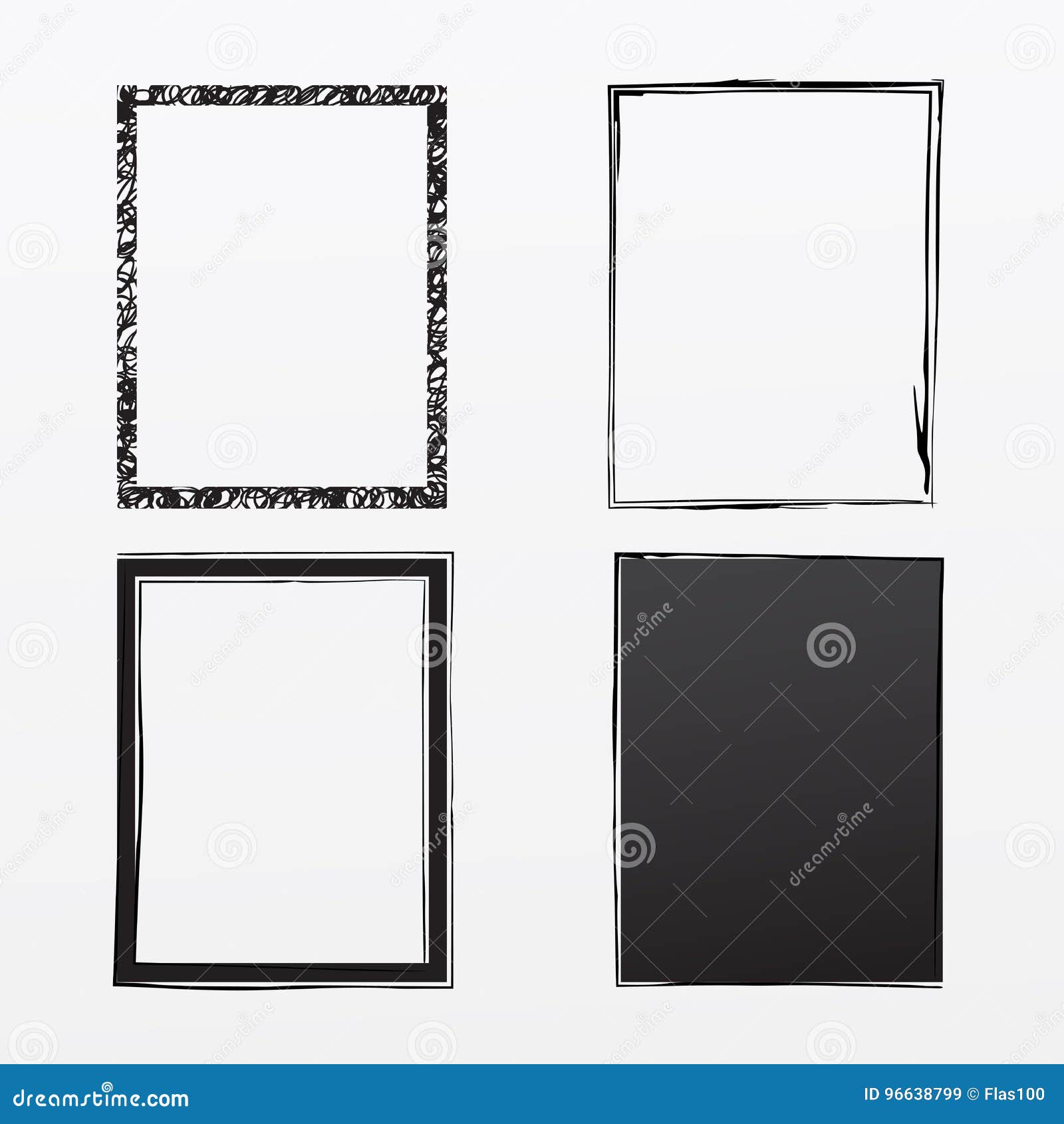 Black Grunge Frames, Rough Border. Abstract Vector Template. Stock ...