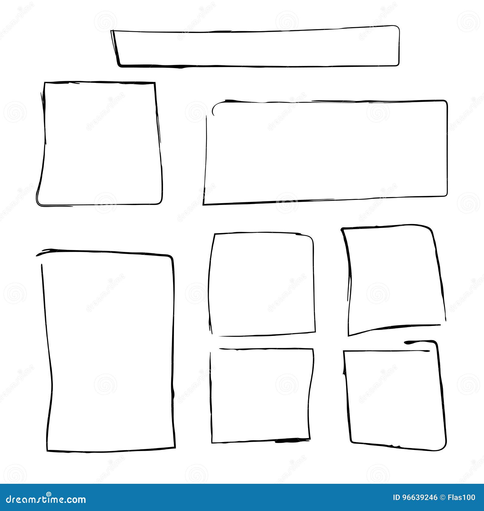 Black Grunge Frames, Rough Border. Abstract Vector Template. Stock ...