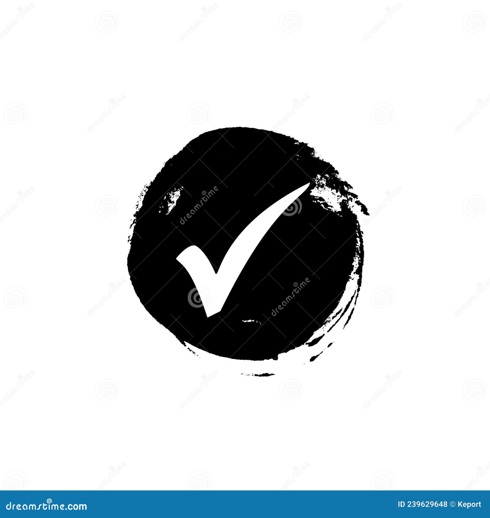 Black Grunge Paintbrush Button Showing Tick Stock Illustration ...