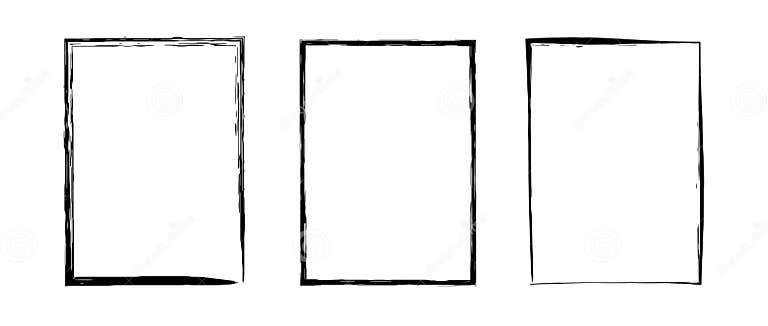 Black Grunge Rectangle Frame Set. Different Paint Brushed Border ...