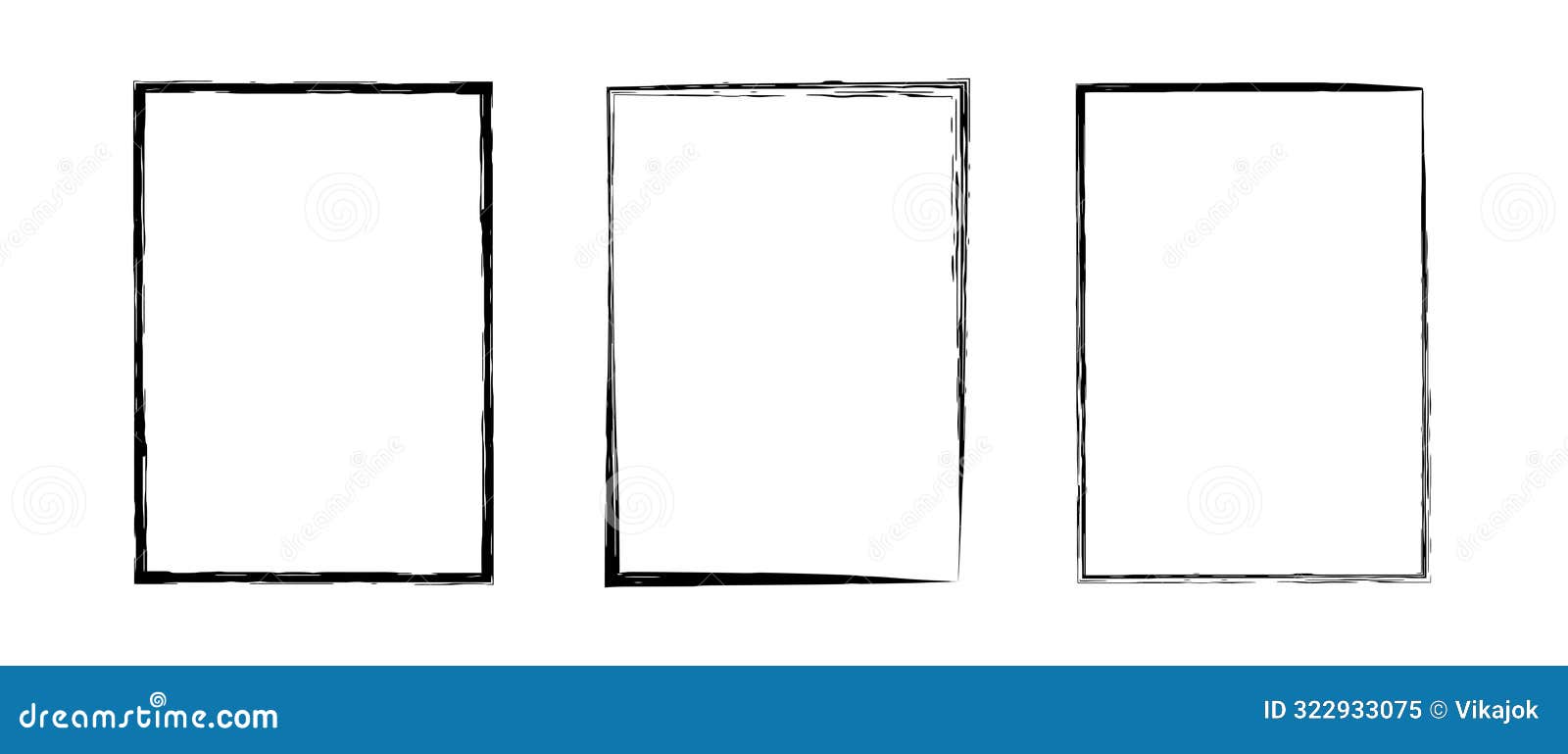 Black Grunge Rectangle Frame Set. Different Paint Brushed Border ...