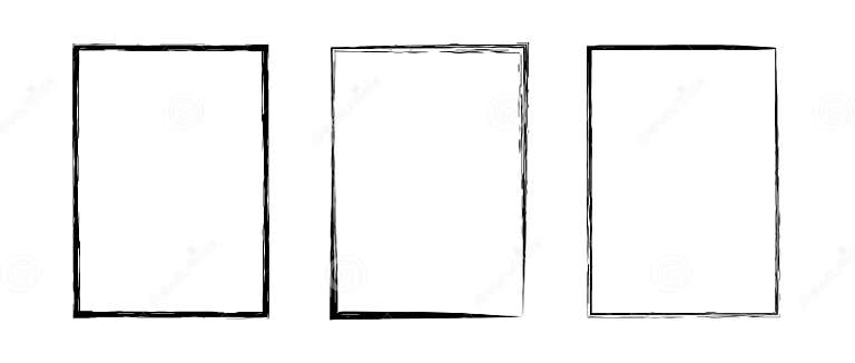 Black Grunge Rectangle Frame Set. Different Paint Brushed Border ...