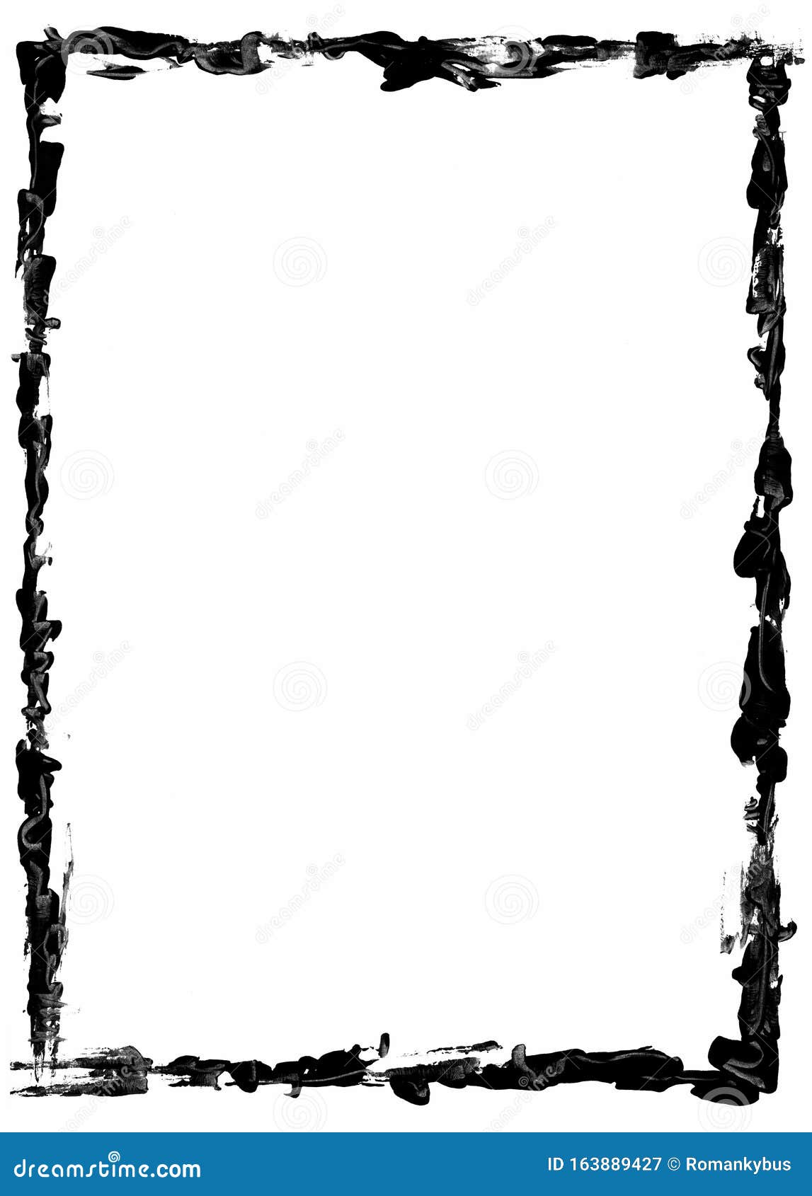 Black Grunge Rectangular Frame on White Background - Graphic Element ...